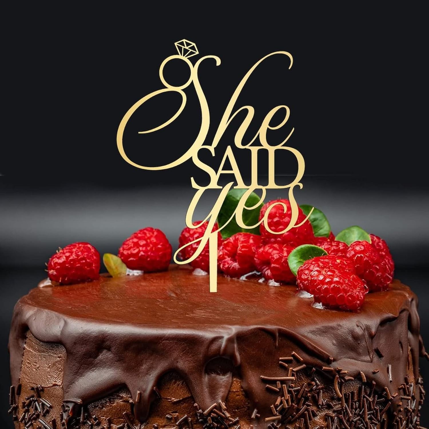 Mirrored Gold Acrylic Cake Topper, She Said Yes Wedding Cake Topper ...