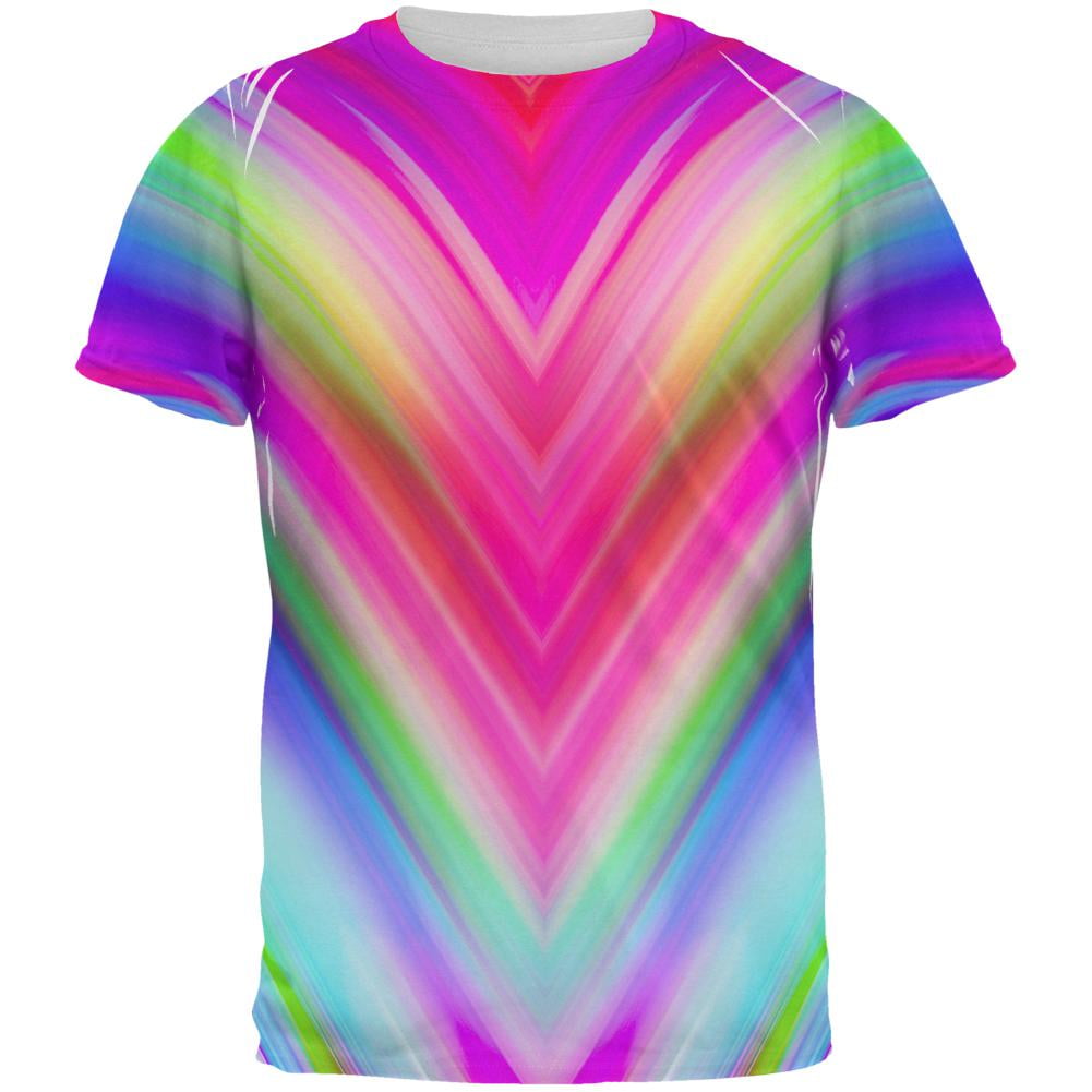Mirrored Light Beams Pastel Rainbow All Over Mens T Shirt Multi SM ...