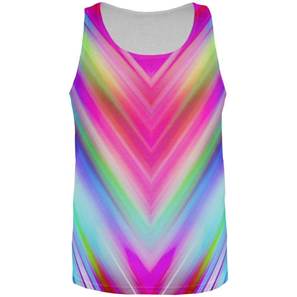 Mirrored Light Beams Pastel Rainbow All Over Mens Tank Top Multi MD ...