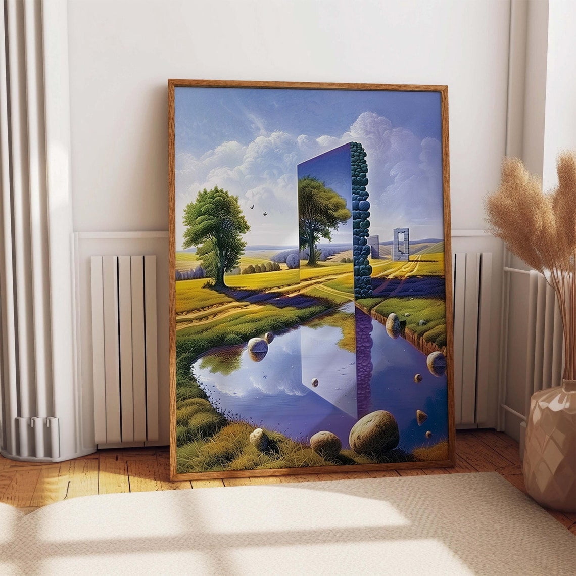 Mirrored Realm Art Print - Surrealistic Portal Landscape Artwork Wall ...