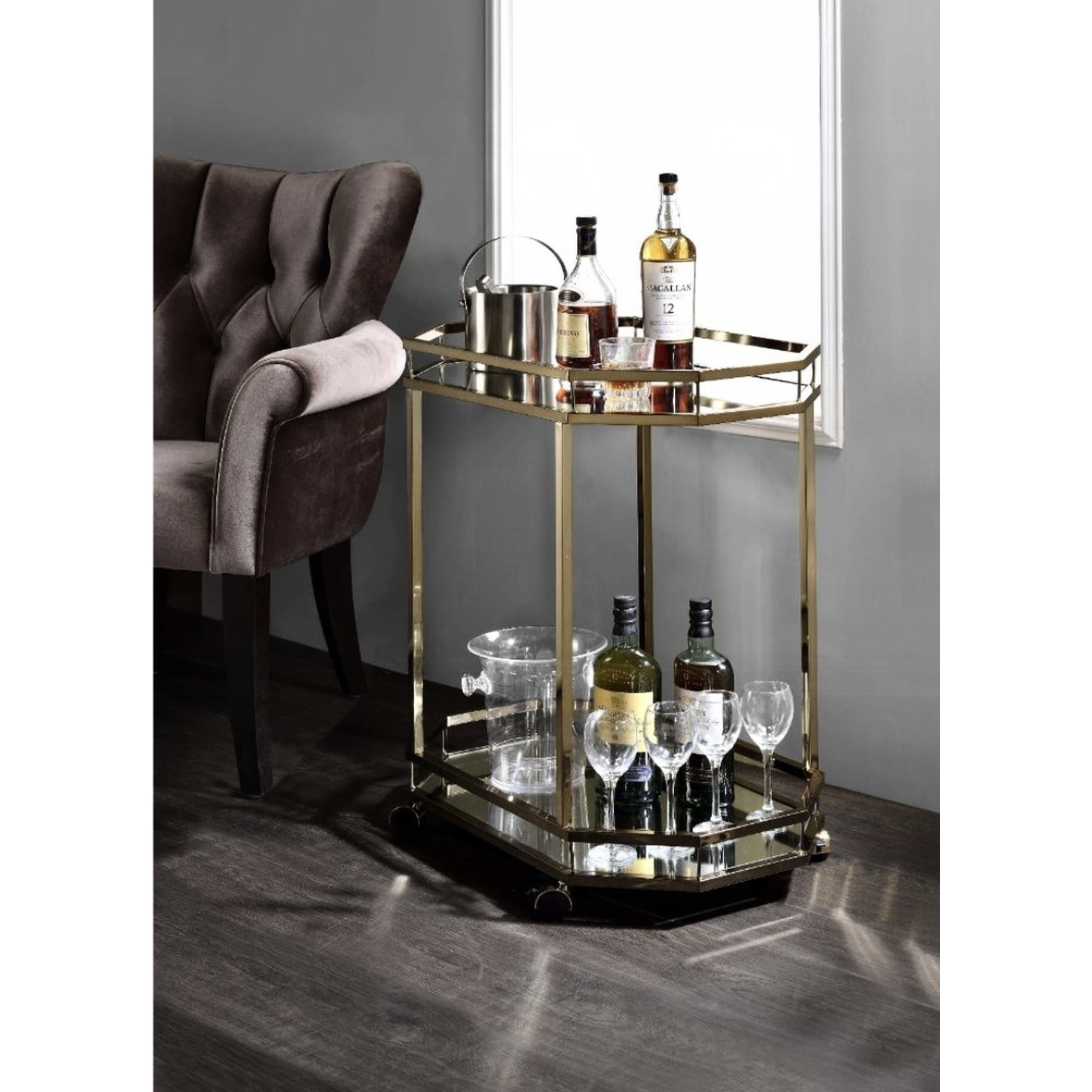 Mirrored Serving Trolley with Caster Wheels | Practical Display ...