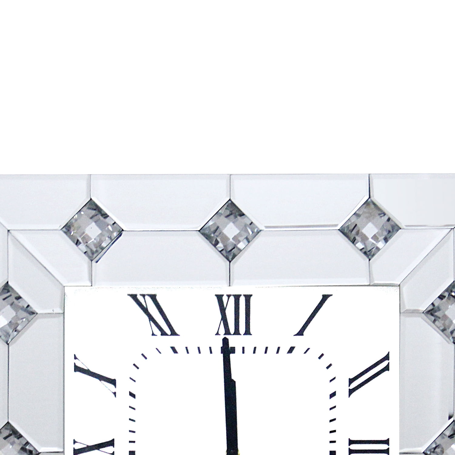 Mirrored Square Shape Wooden Analog Wall Clock With Crystal Accents ...
