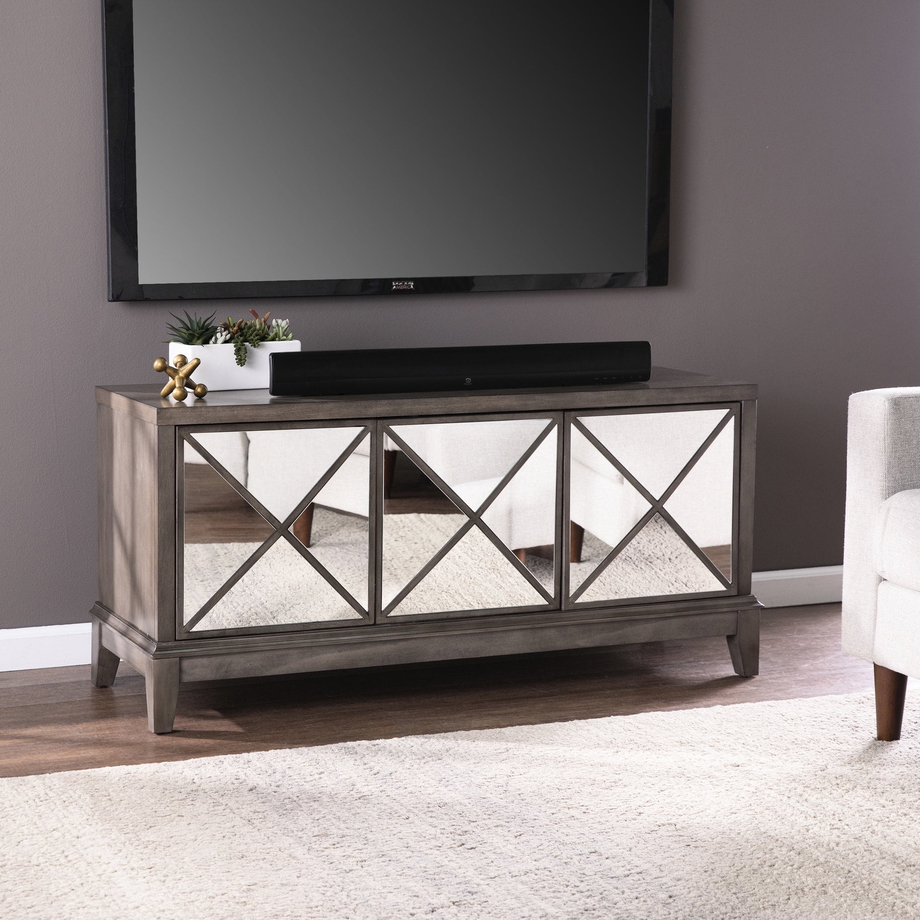 Mirrored Storage Unit for Media | Use in Living Area | MDF Construction ...