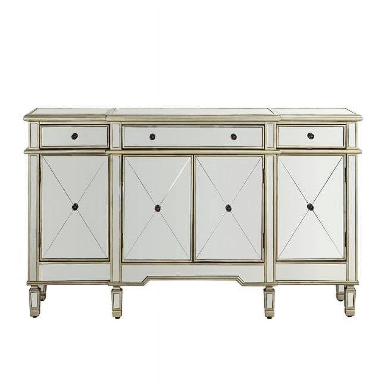 Mirrored Three Drawer Four Door Console, Silver - Walmart.com