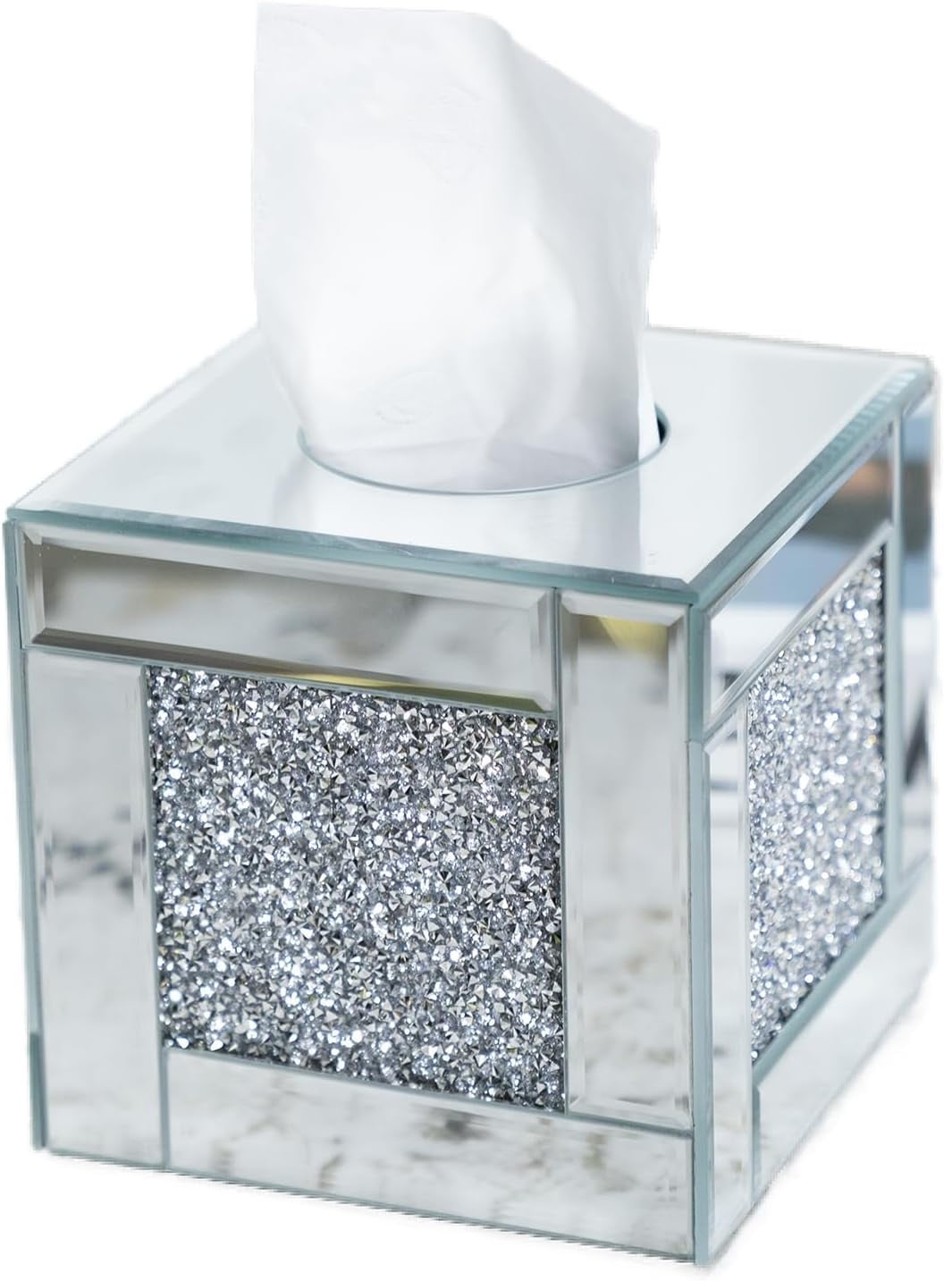 Mirrored Tissue Box Cover Holder, Square Glass Facial Tissue Holder ...