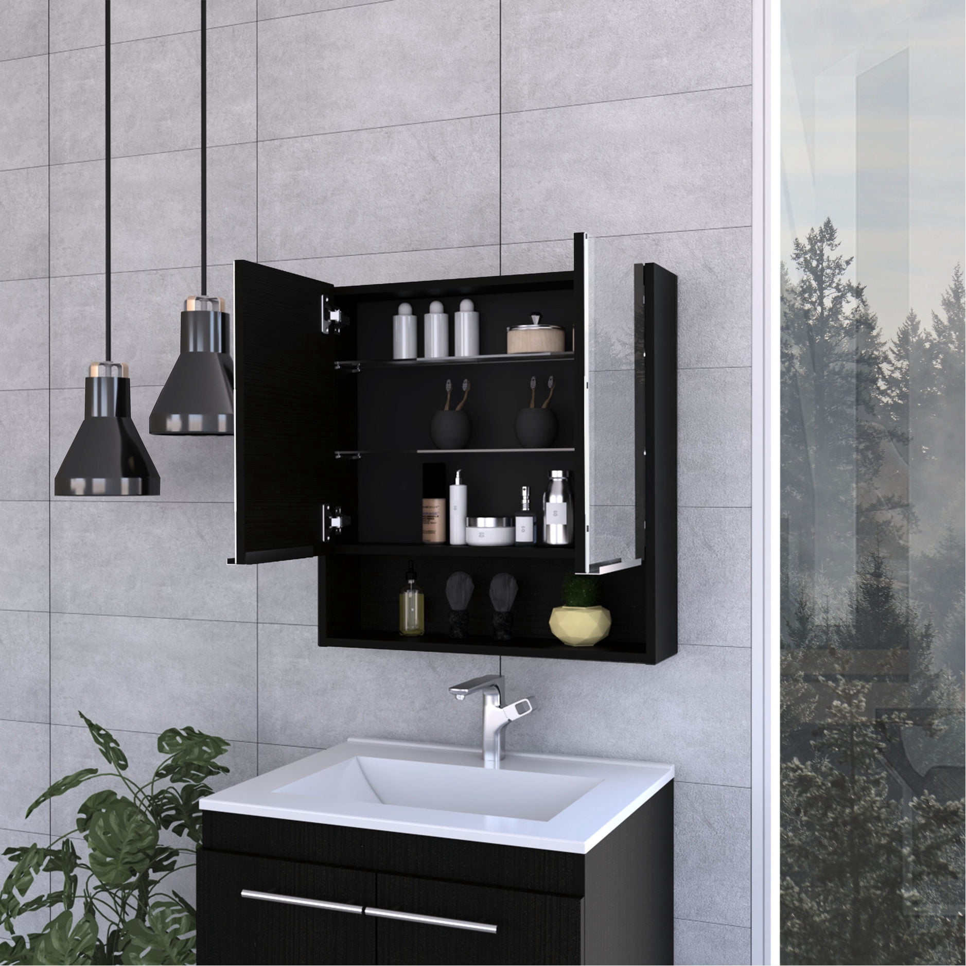Mirrored Two - Door Medicine Cabinet | Shelves for Easy Access in ...