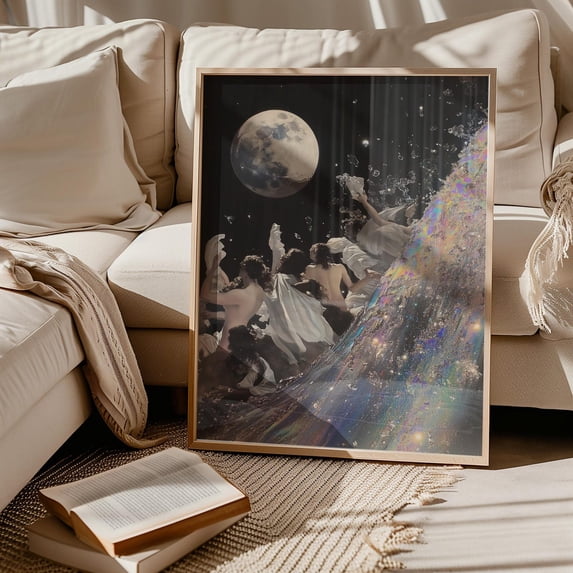Mirrored Wave in Night Sea,, Classic Art Sophisticated Renaissance ...