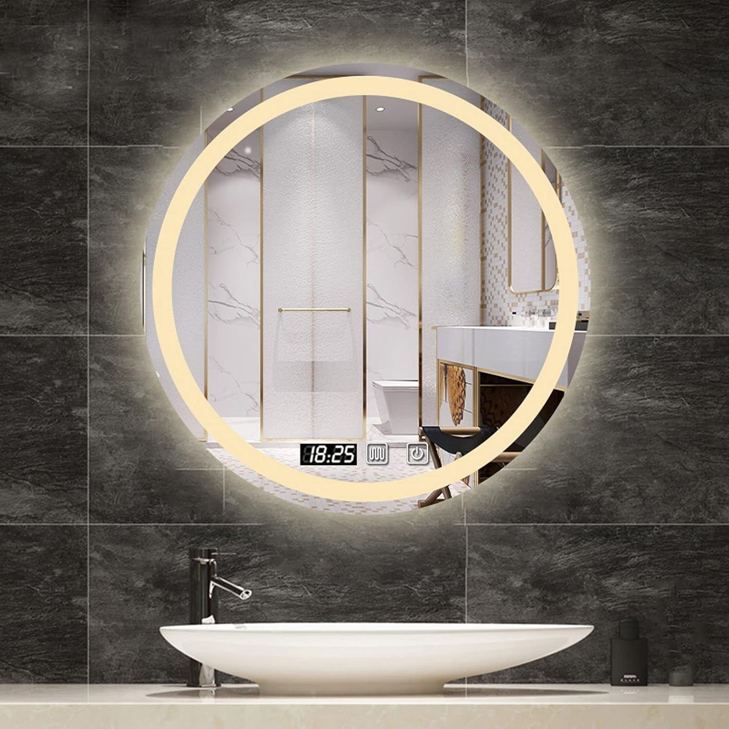Mirrors,Led Round Bathroom Mirror Backlit Mirror Makeup Mirrors 20~32 ...