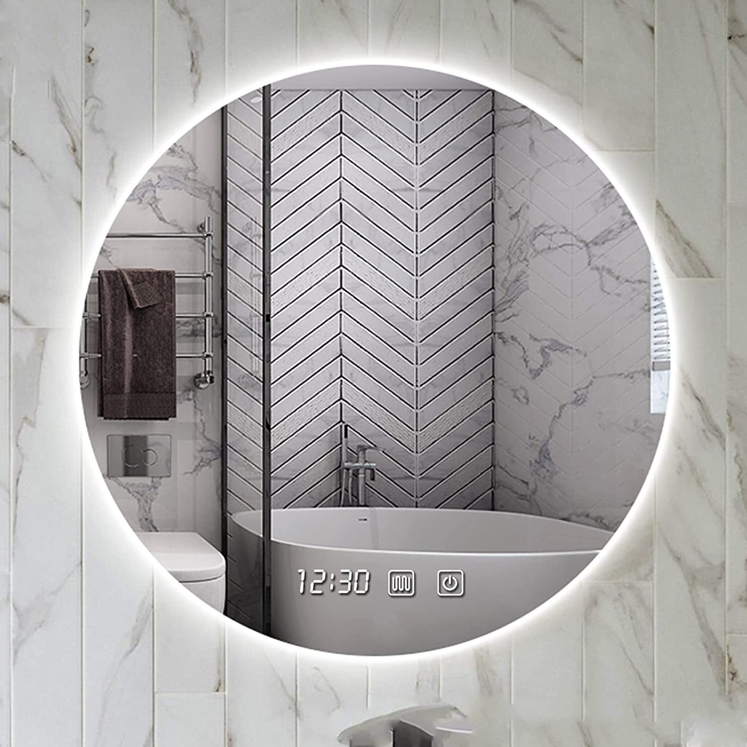 Mirrors,Led Round Bathroom Mirror Backlitmakeup Mirror - 3 Color Lighti ...