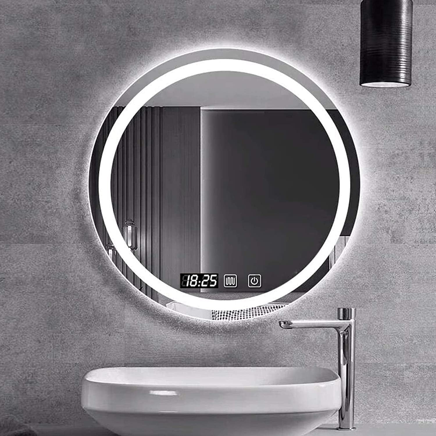 Mirrors,Round Led Backlit Bathroom Mirror Makeup Mirrors Tact Switch ...
