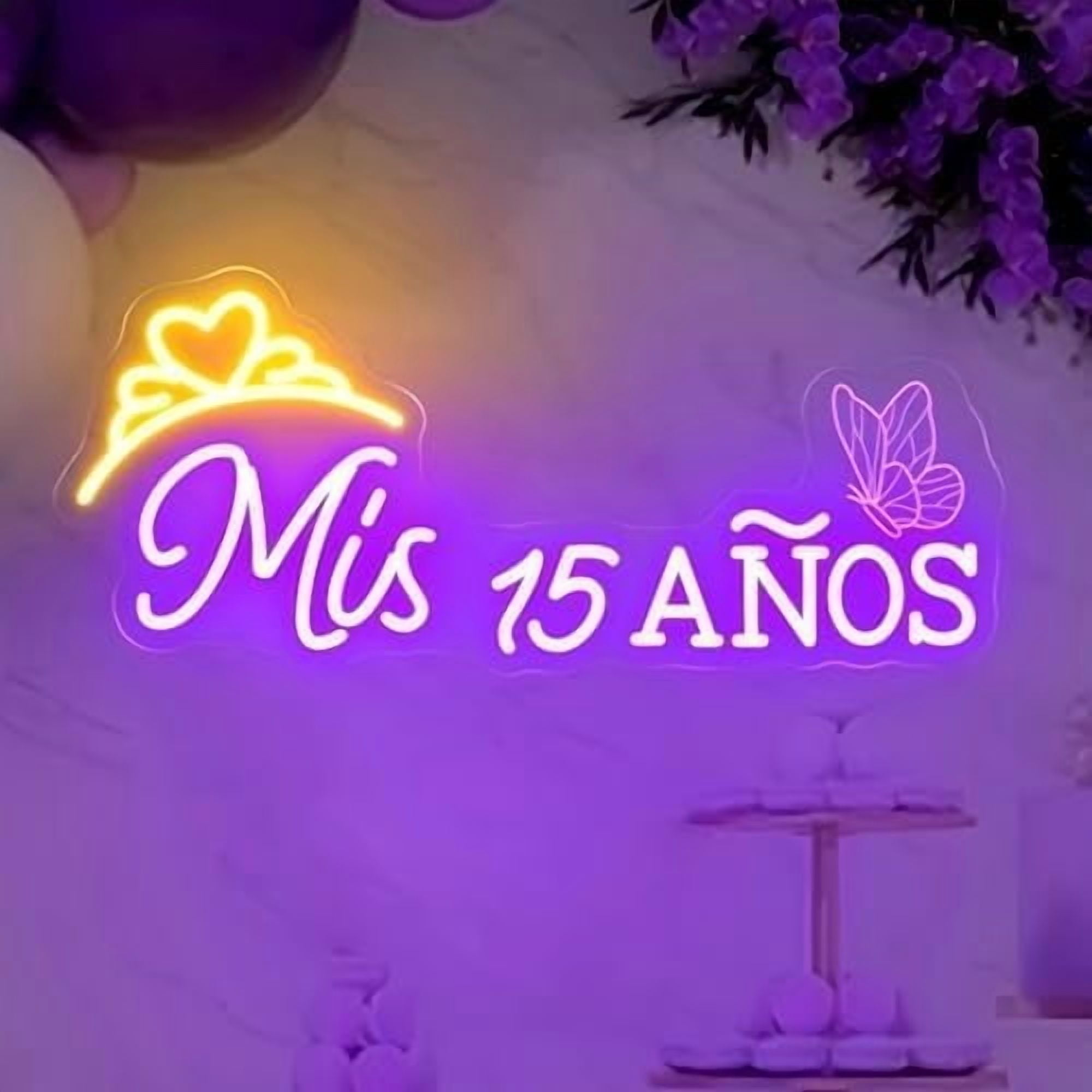 Mis 15 Anos Neon Sign, Sweet 15 Quince Party Sign, 15th Birthday Party ...