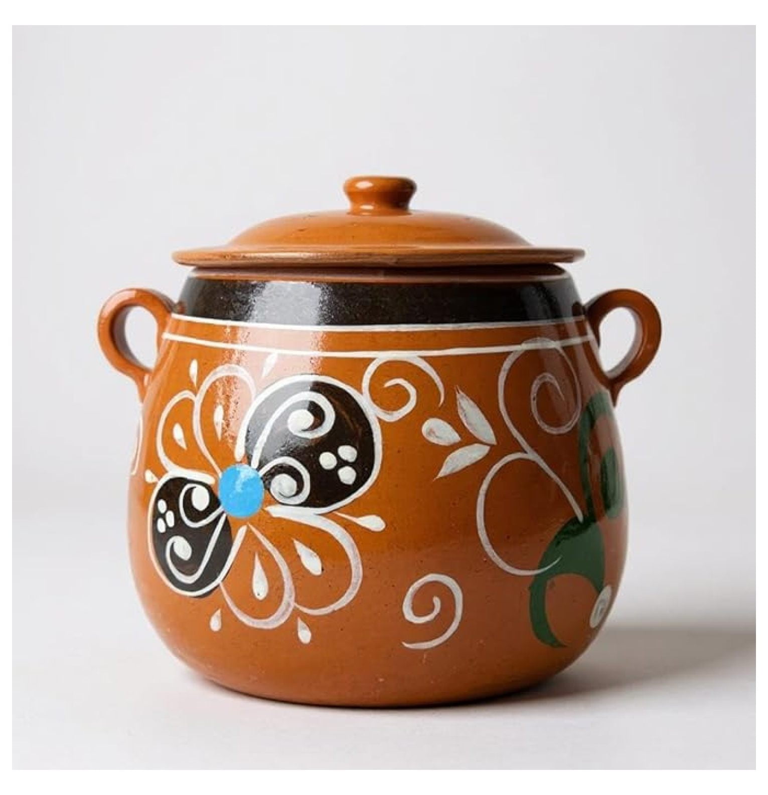 Mis Jarritos Mexican Clay Bean Pot W/Lid, Olla De Barro Frijolera ...