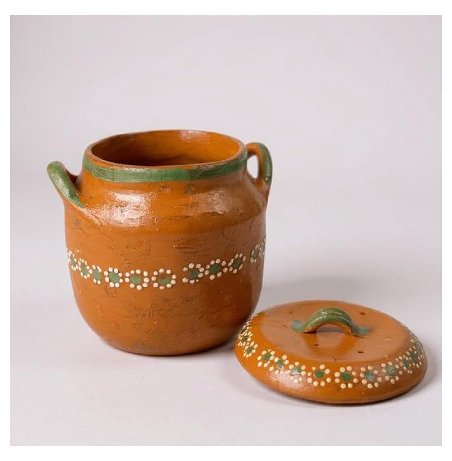 Mis Jarritos Mexican Clay Bean Pot W/Lid, Olla De Barro Frijolera ...