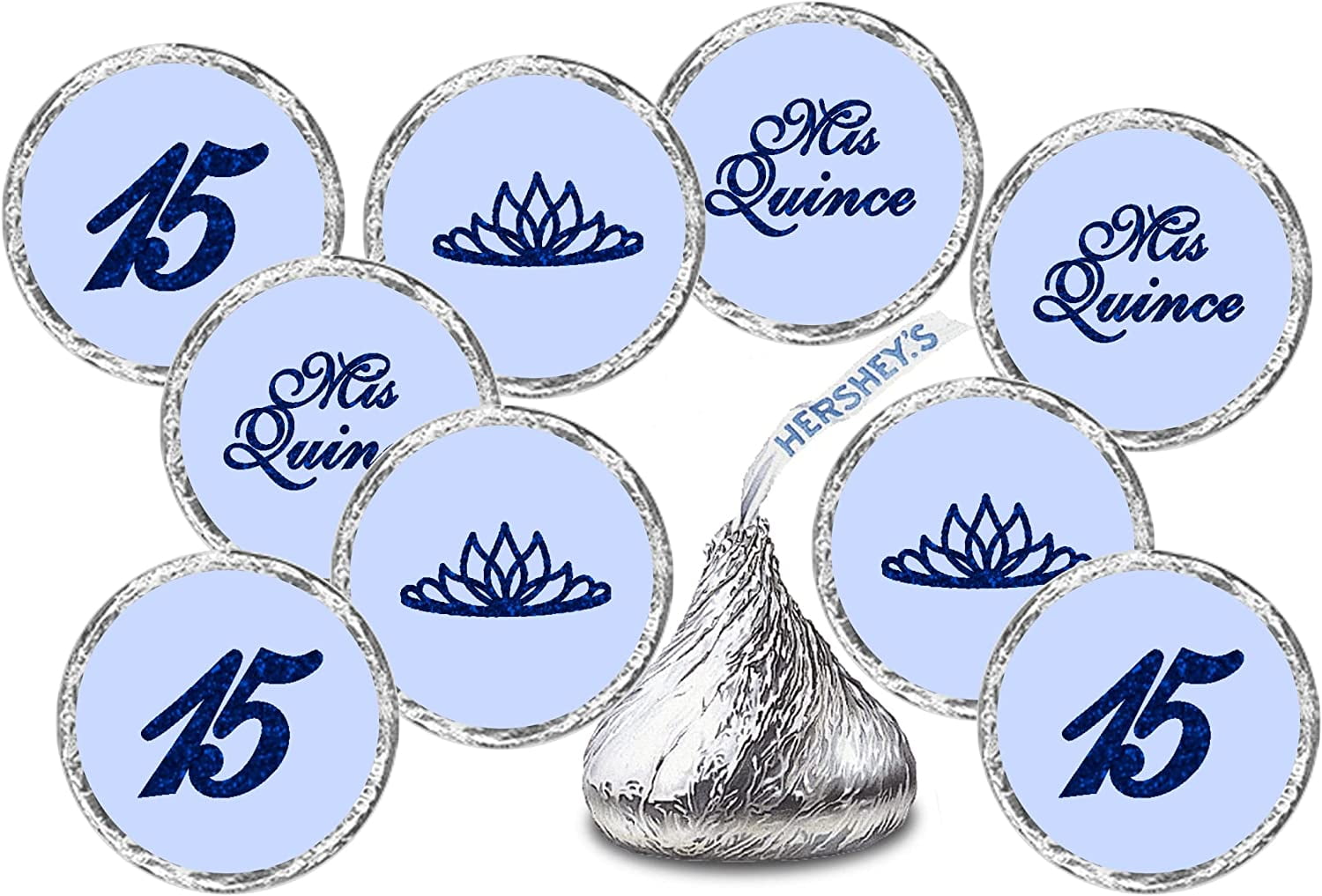 Mis Quince Birthday Blue Kisses Stickers, (Set of 216), Quinceanera ...