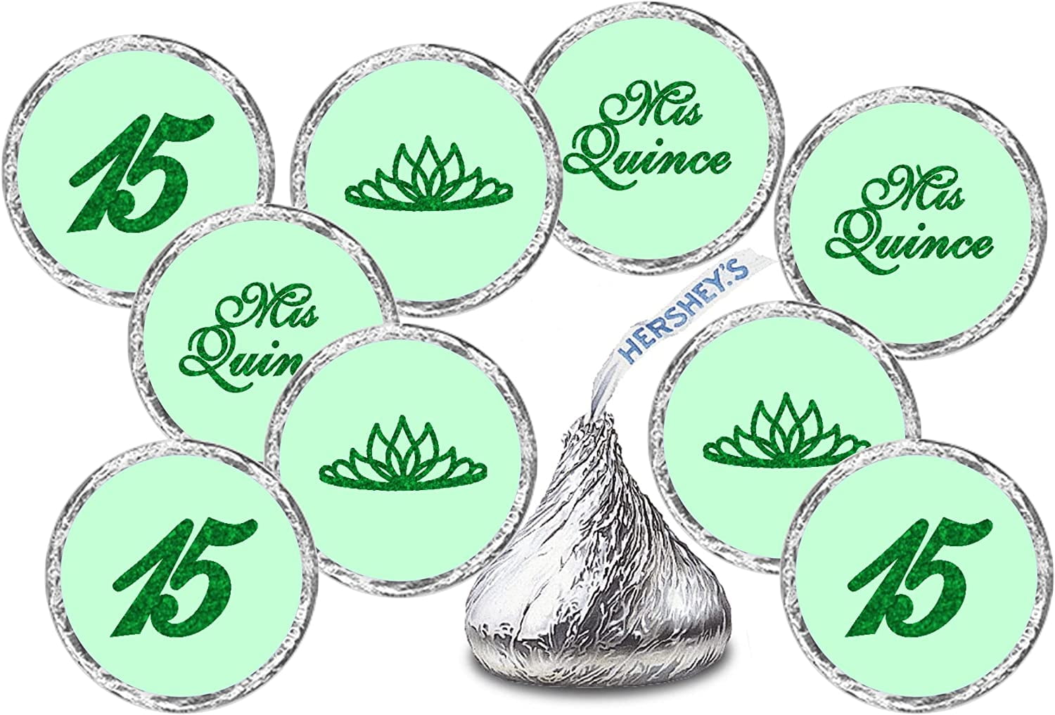 Mis Quince Birthday Green Kisses Stickers, (Set of 216), Quinceanera ...