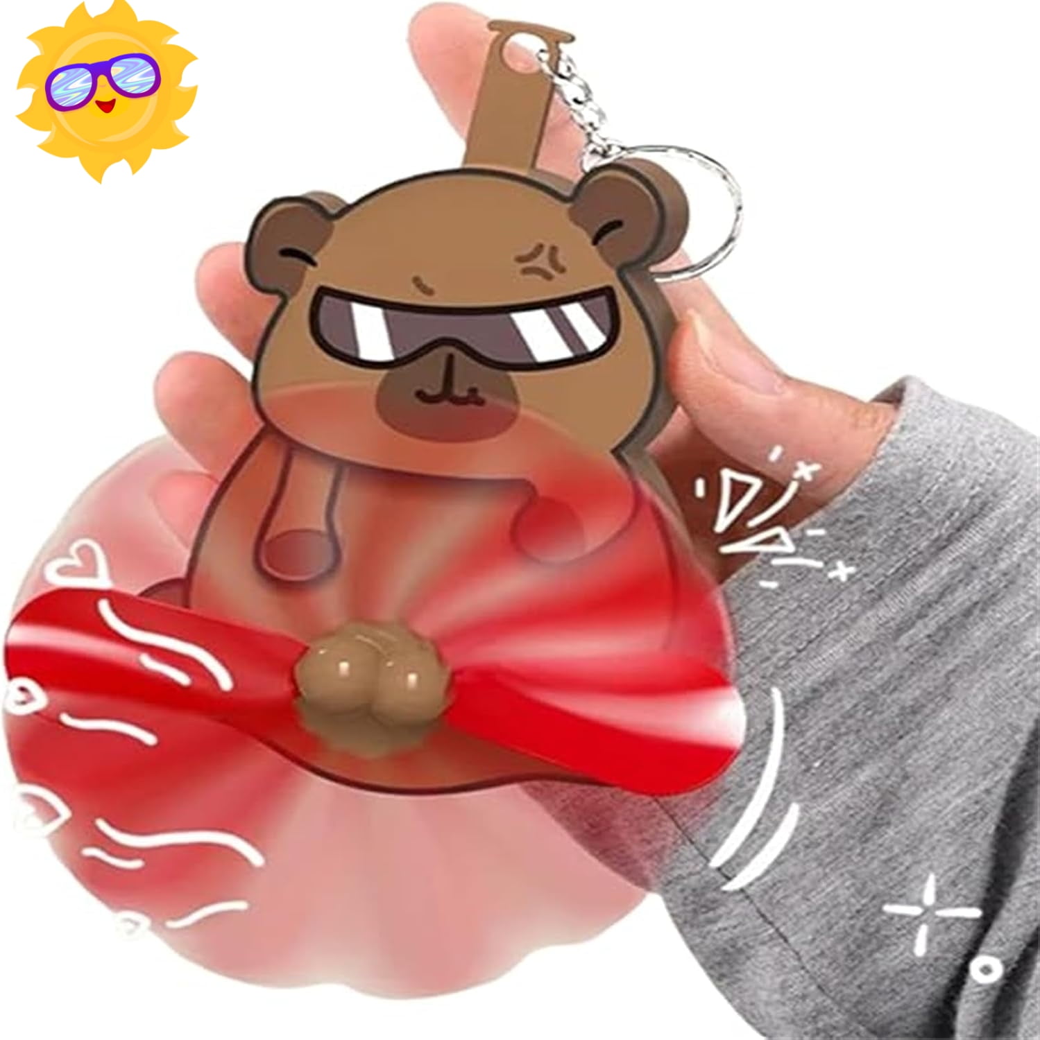 Mischief Cat Fan Keychain, Cat Play with Its Spinning Balls Funny ...