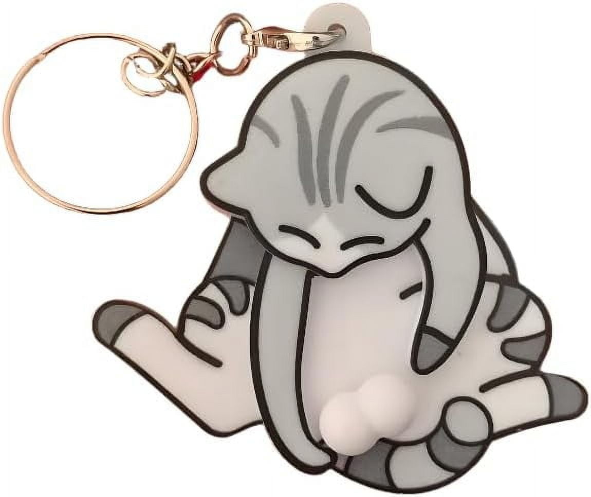Mischief Cat Interactive Keychain, Funny Wiggling Cat Keychain with ...