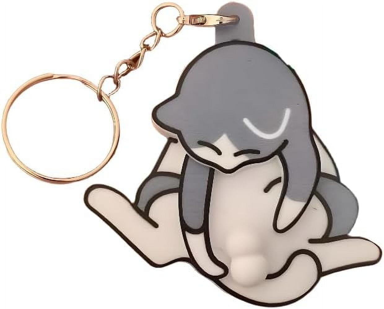 Mischief Cat Interactive Keychain, Funny Wiggling Cat Keychain with ...