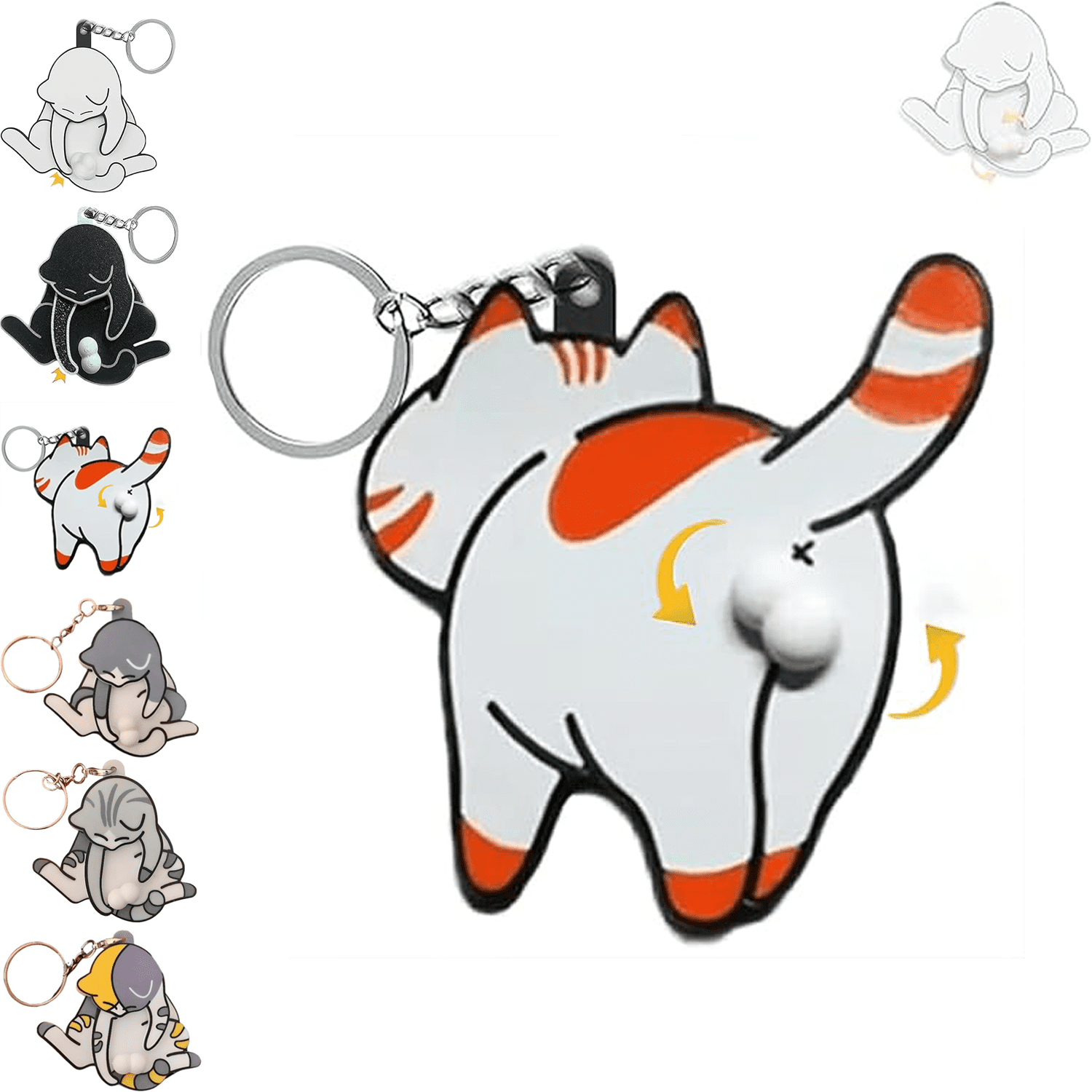 Mischief Cat Interactive Keychain, Mischief Cat Keychain, 3D Rotating ...