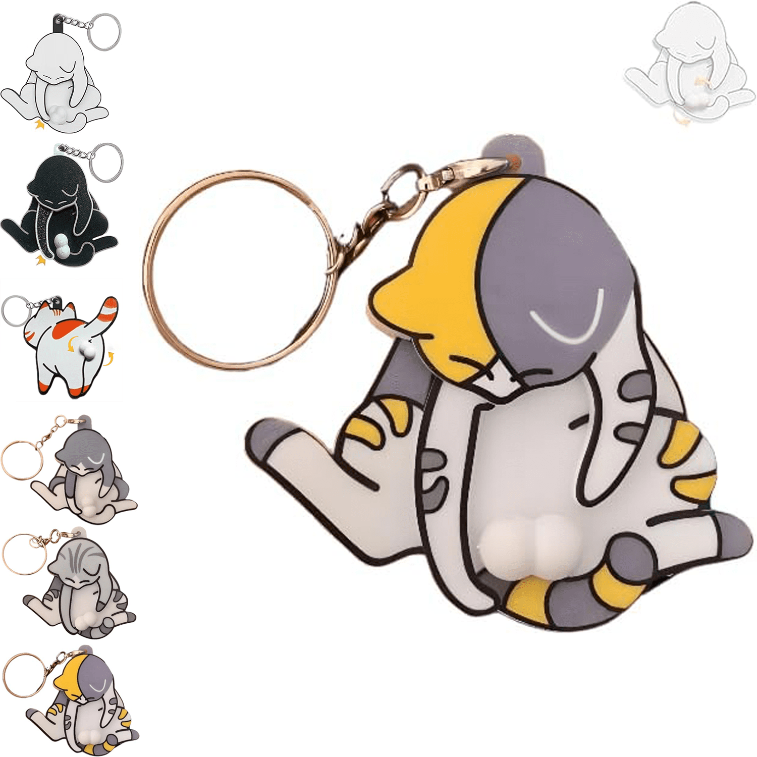 Mischief Cat Interactive Keychain, Mischief Cat Keychain, 3D Rotating ...