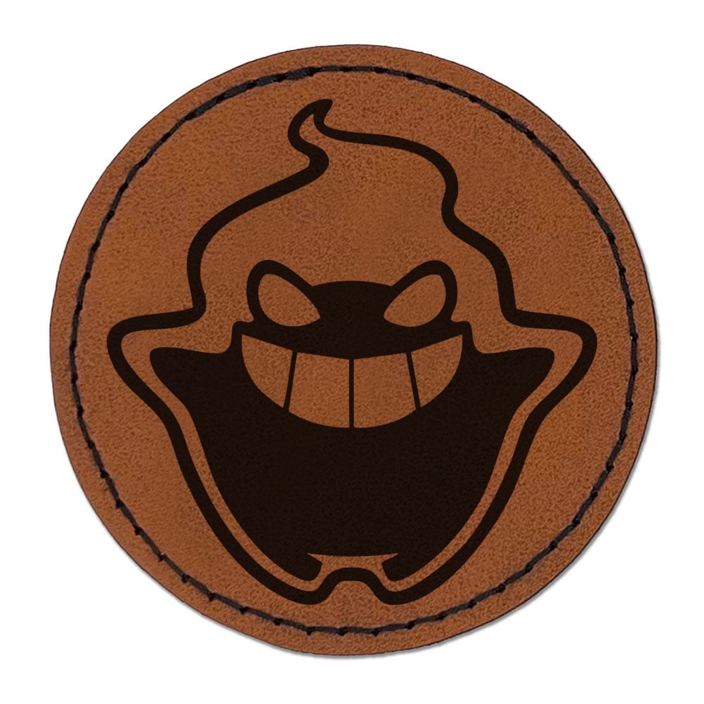 Mischievous Ghost Spirit Phantasm Sprite Round Iron-On Engraved Faux ...