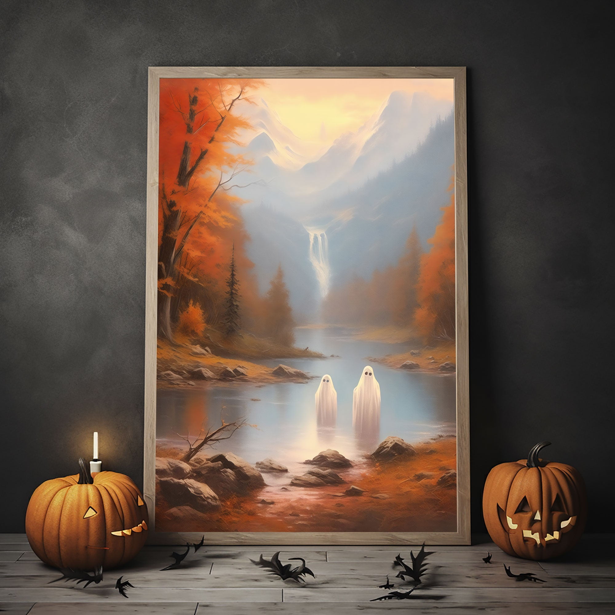 Mischievous Ghosts On The Lake Poster, Art Poster Print, Haunting Ghost ...