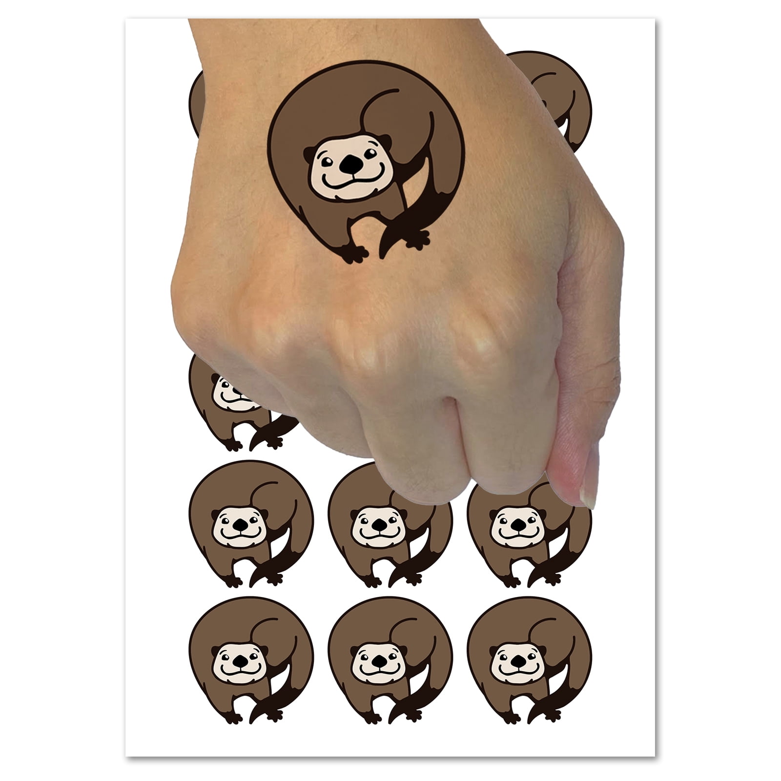 Mischievous River Otter Water Resistant Temporary Tattoo Set Fake Body ...