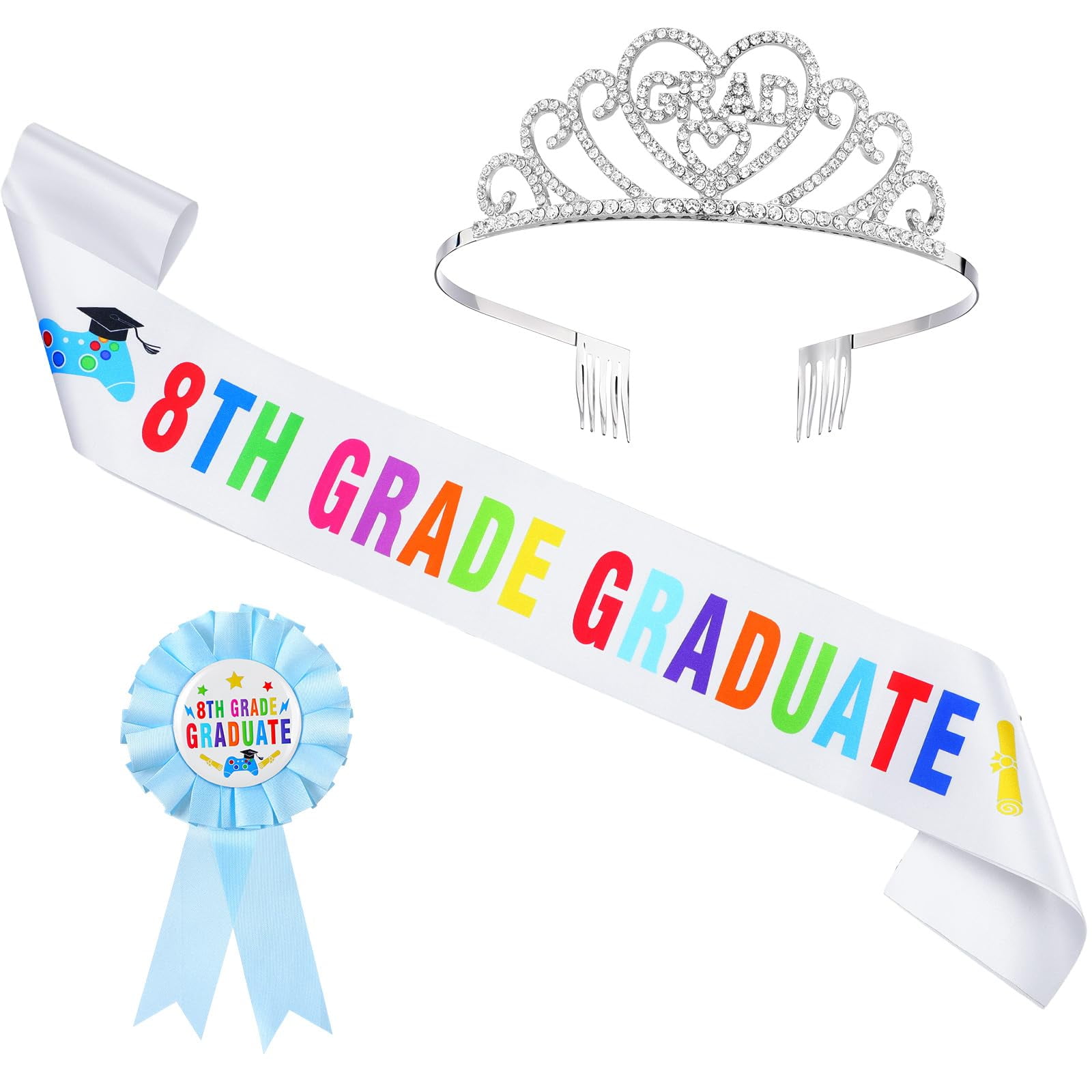 Misdary 8th Grade Graduation STF9 Crown and Sash Class of 2025 Level ...