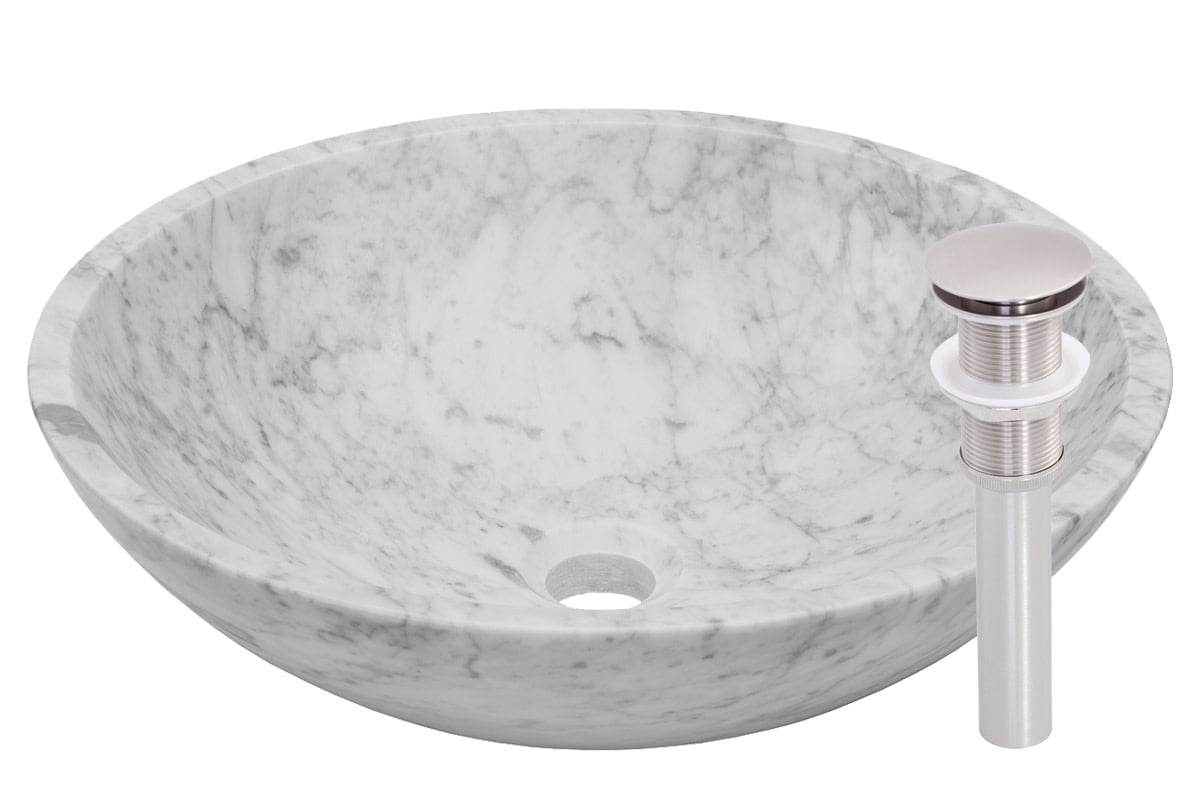 Miseno MNO-WC-BN Circular 17" Carrera Marble Bathroom Sink; Brushed ...