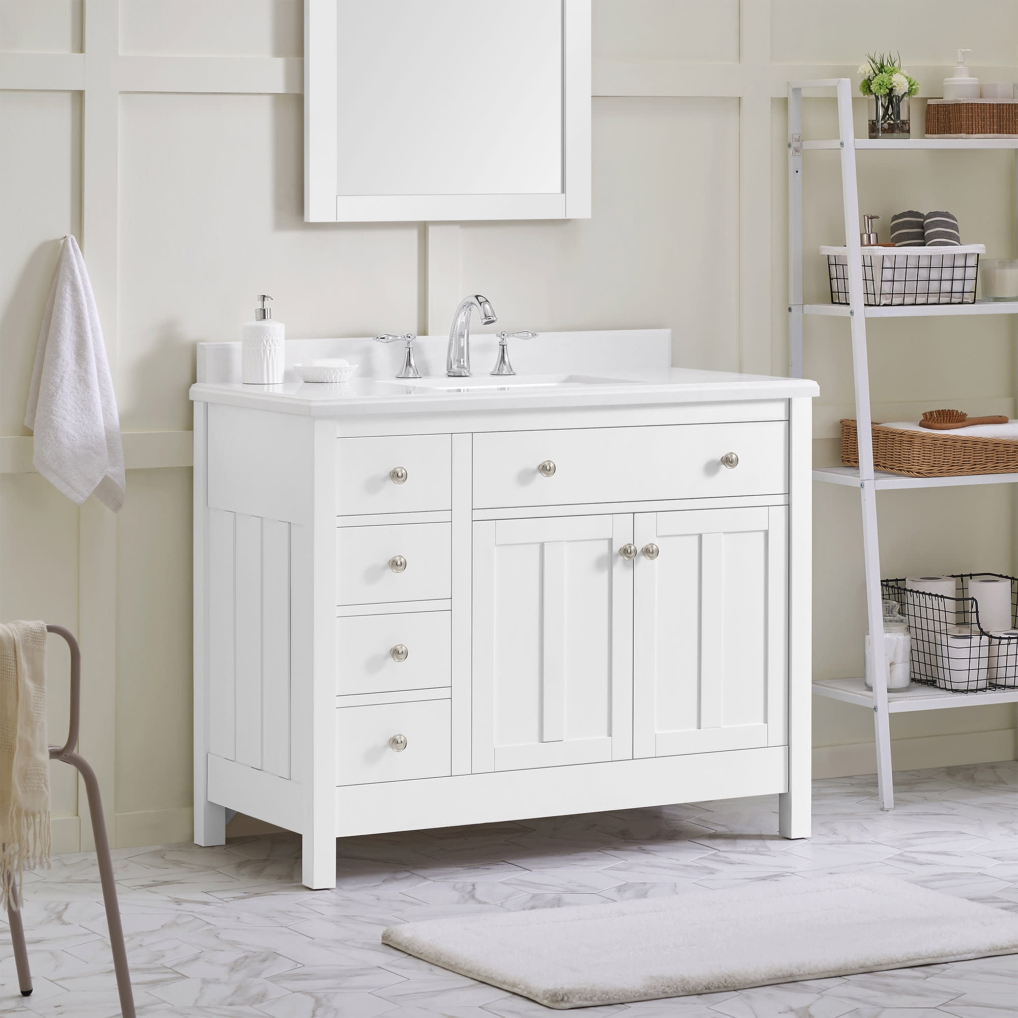 Miseno Mvnc42 New Chateau 42" Free Standing Single Vanity Set - White ...