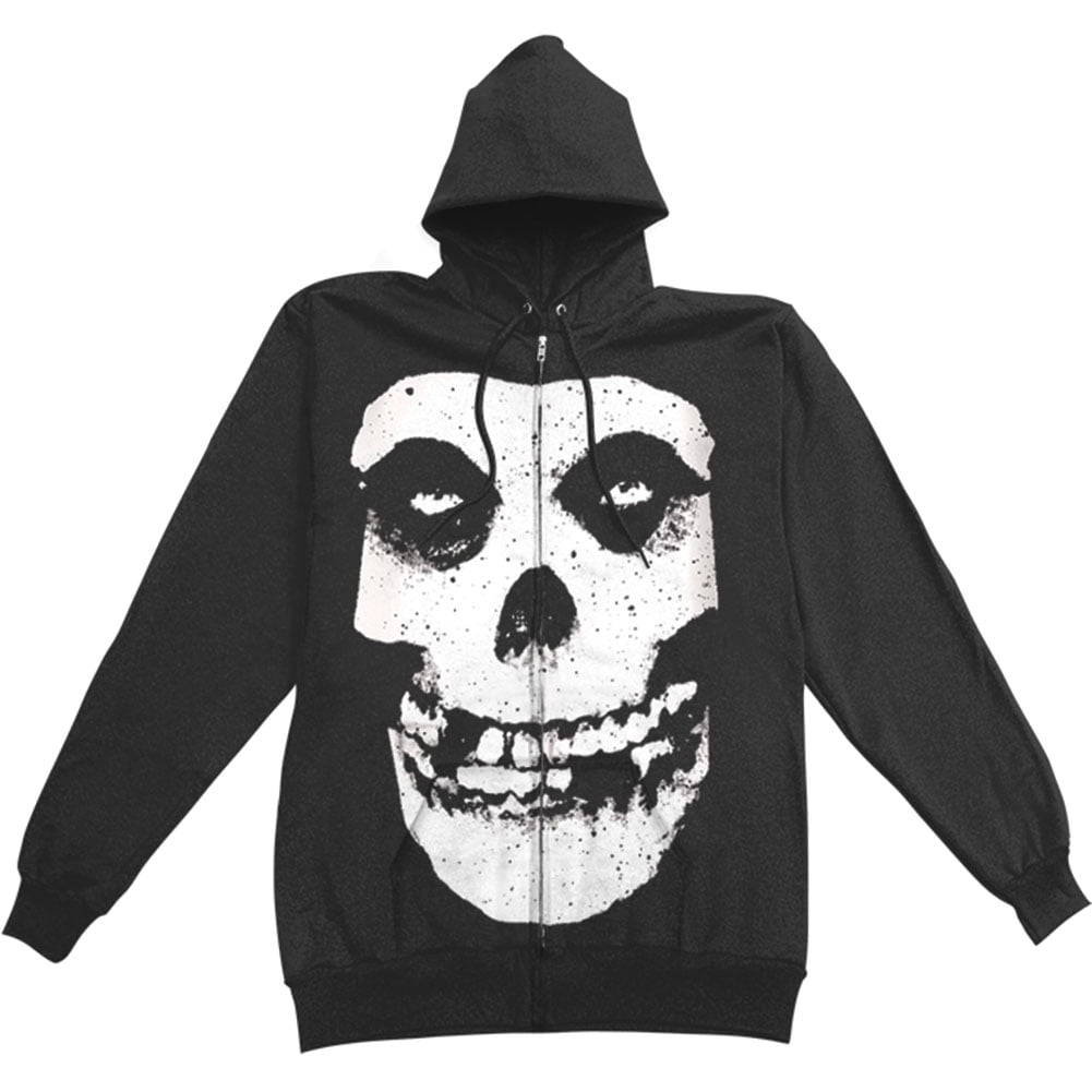 Misfits Men's Fiend Skull Zippered Hooded Sweatshirt Small Black ...
