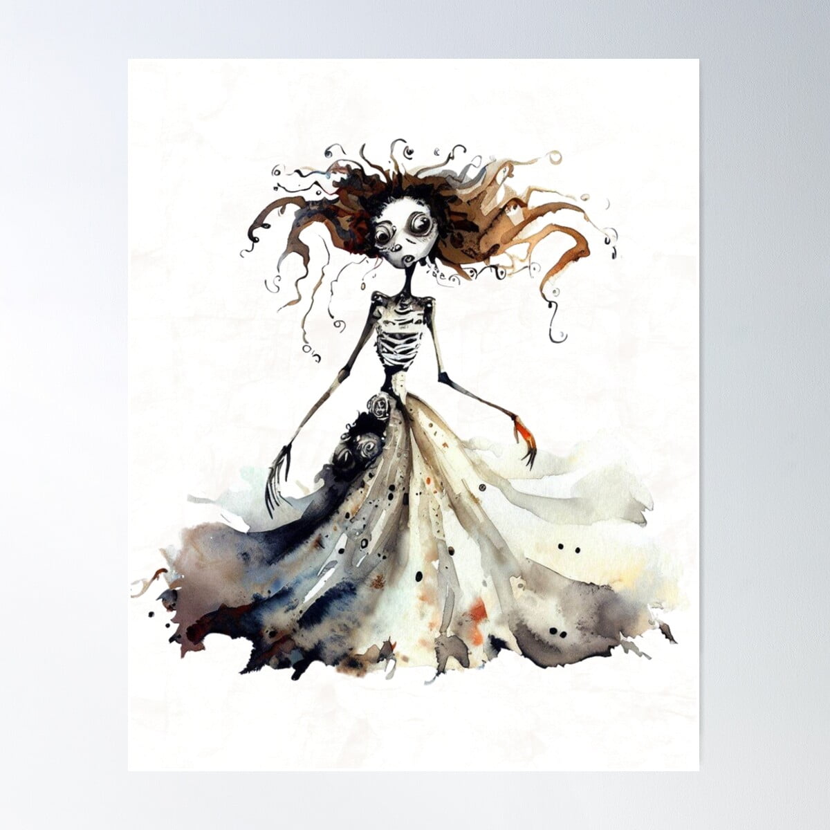 Misfortune Bride Tim Burton Inspired Watercolor Poster Wall Art, Modern ...