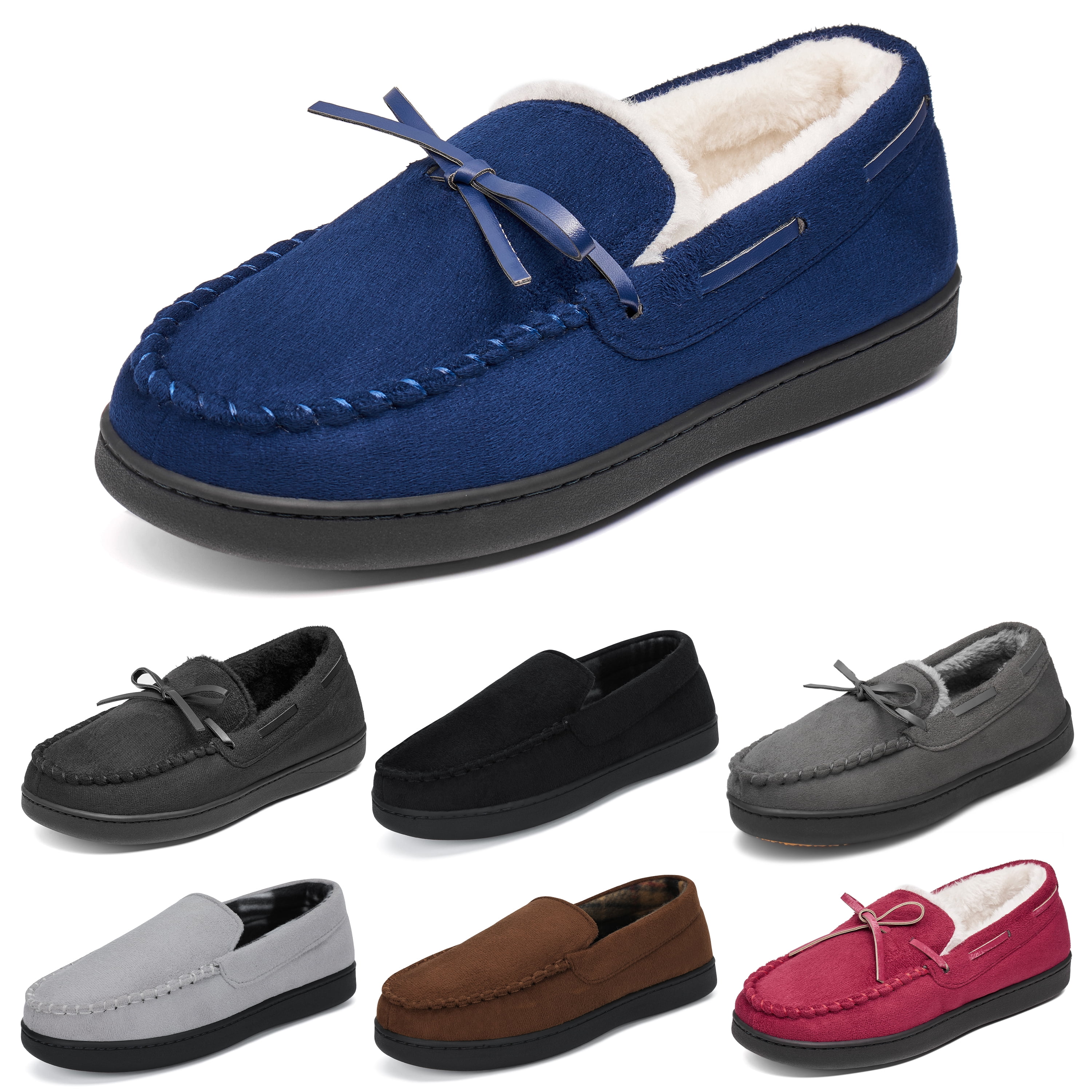 Mishansha Women Men Memory Foam Moccasin Slippers Blue - Walmart.com