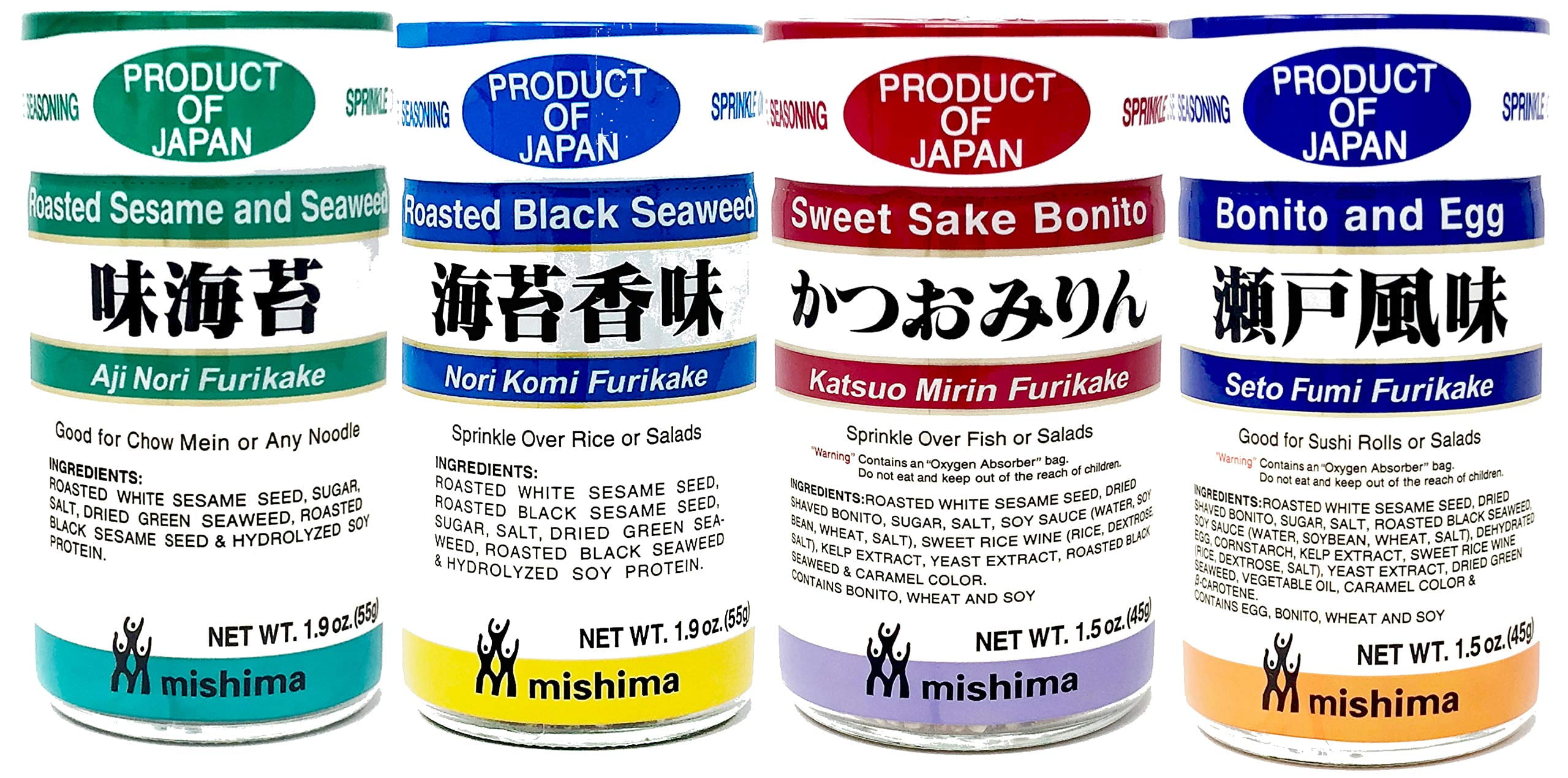 Mishima Rice Seasoning Furikake MZF22 Variety Pack | 4 Flavors ...
