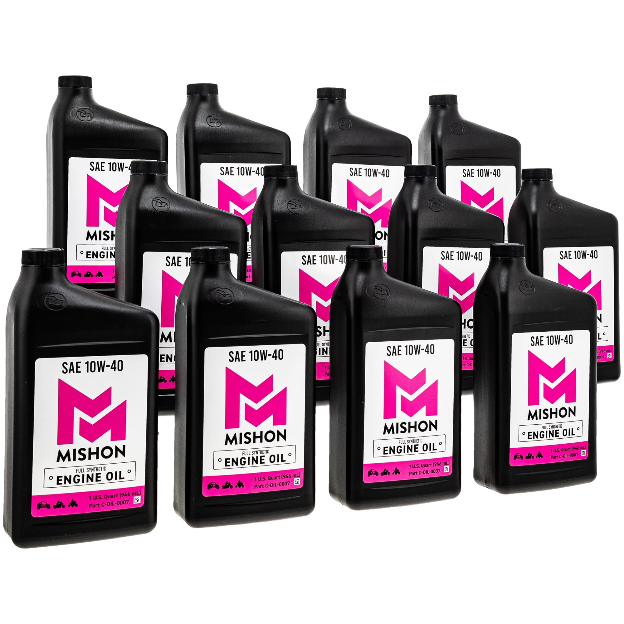 Mishon Engine Oil 10W-40 Full Synthetic ATV UTV Motorcycle Quart 12 ...