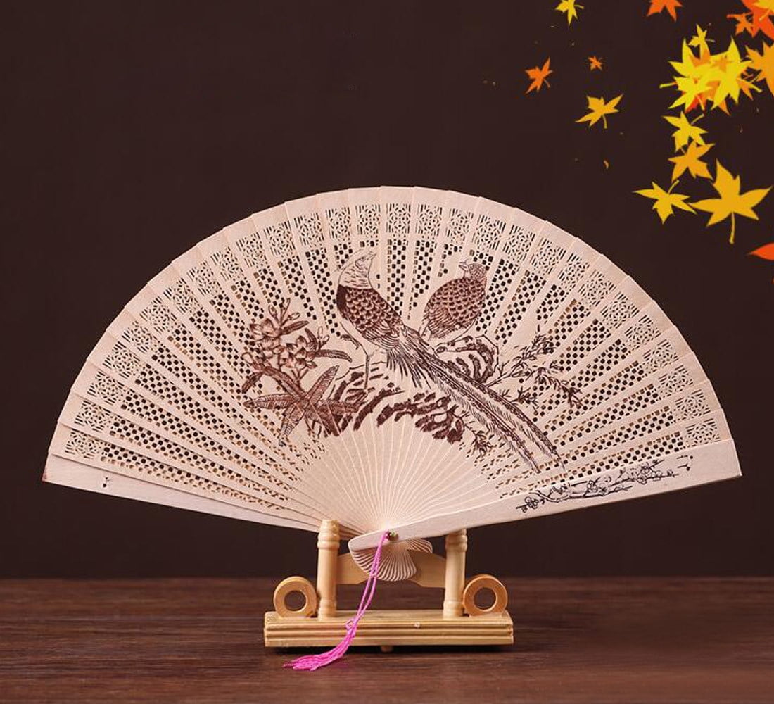 Mishuowoti Chinese Traditional Hollow Fan Wooden Hand Made Exquisite ...