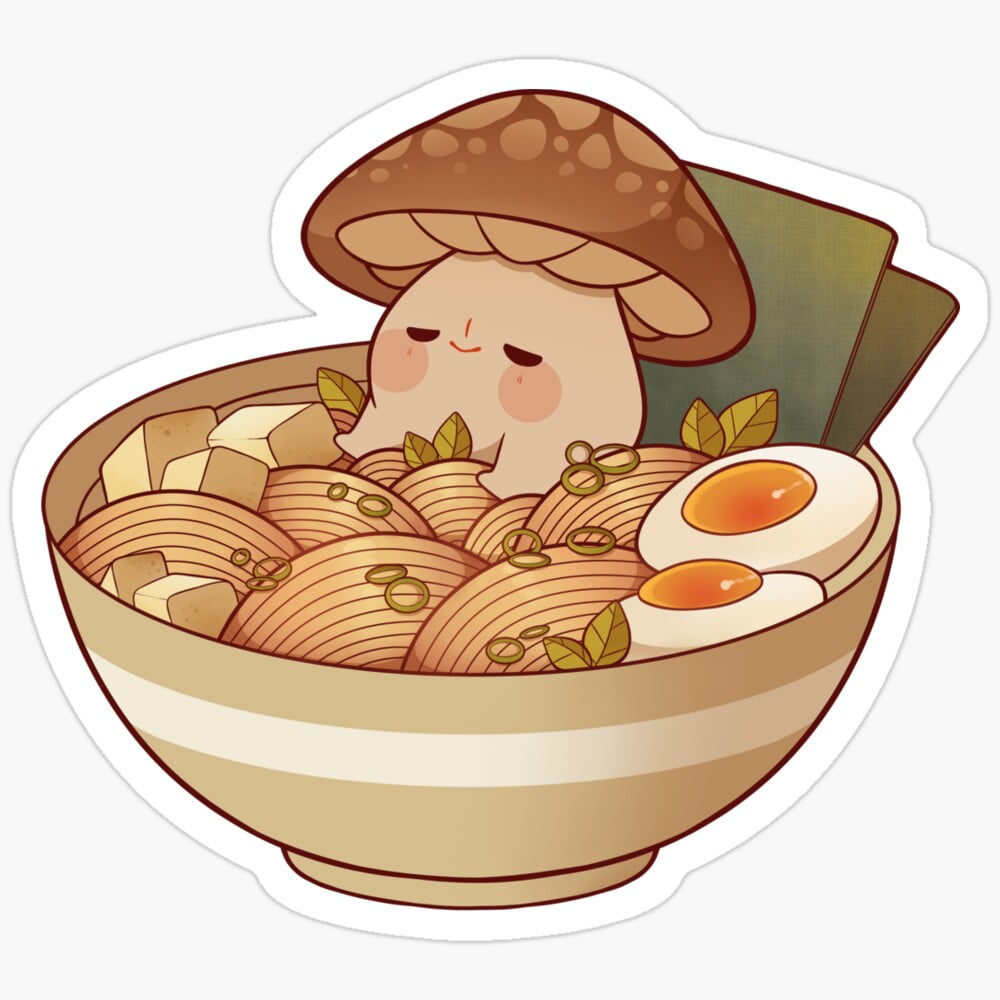 Miso Noodle Soup With Shiitake Mushroom Sticker Phone Decal Water Bottle Stickers Car Decals ...