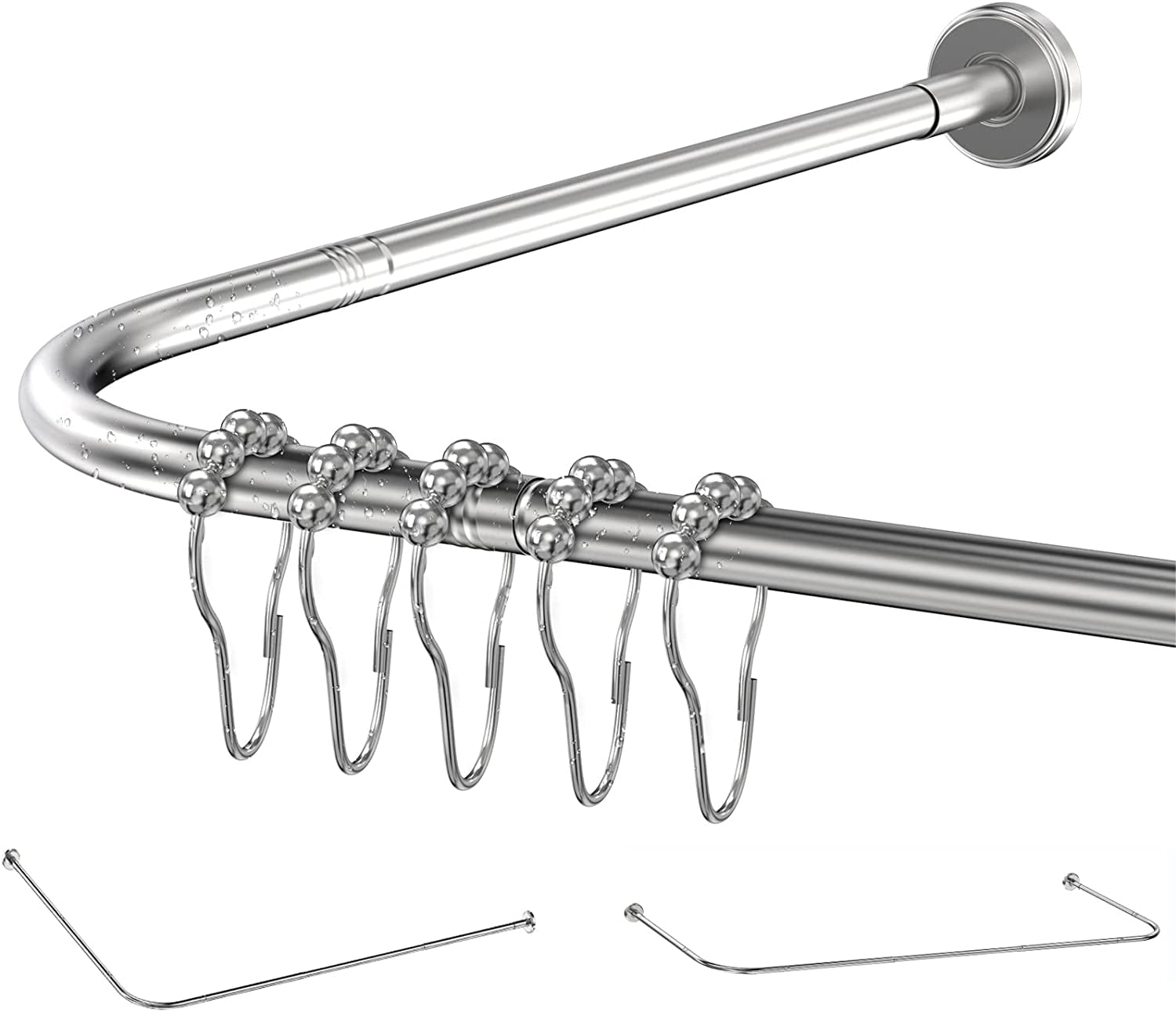 Misounda Shower Curtain Rods L/U Shape Arch Bracket 29.5x(59-74.8)x29 ...