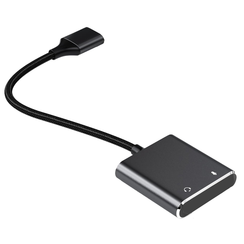 Misright 12cm Long USB to Sound Card Adapter Cord with Headphone and Mic Hole Black - Walmart.com
