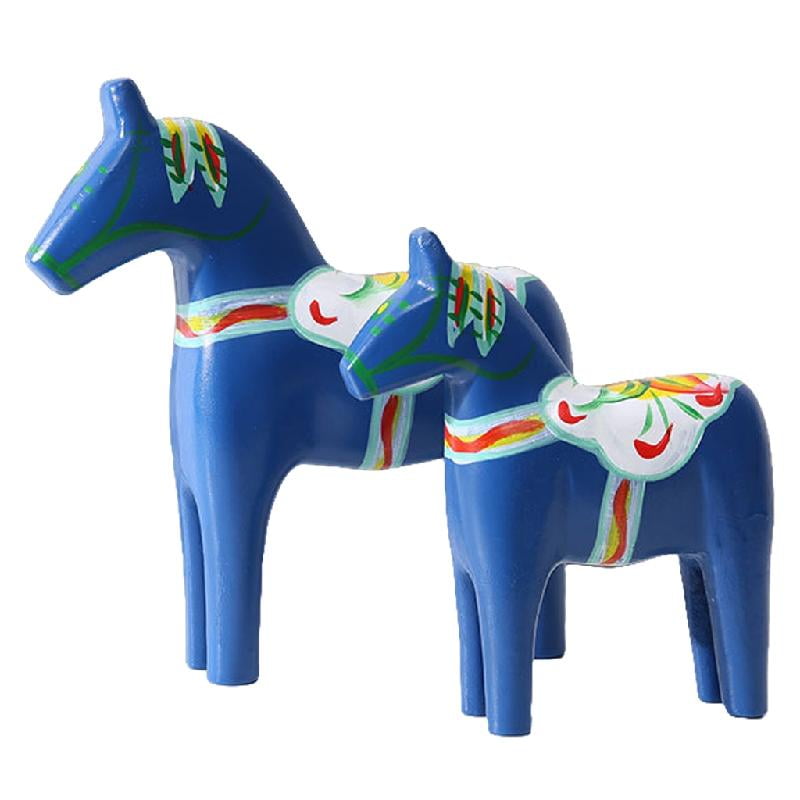 Misright 2Pcs Artistic Swedish Styles Wood Dala Horse Decors Ornaments ...
