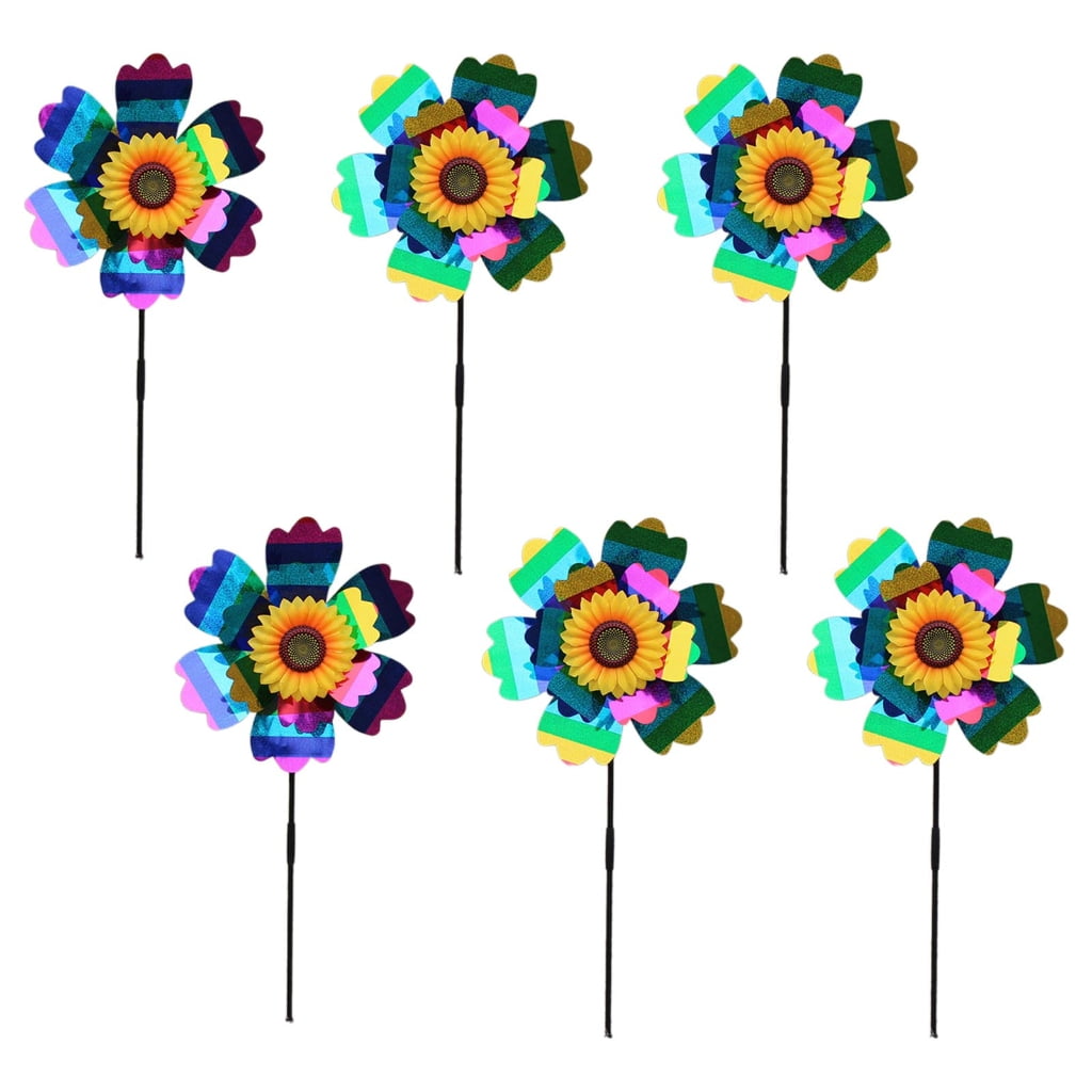 Misright 3D Flower Wind Spinner Colorful Plastic Windmill Garden ...