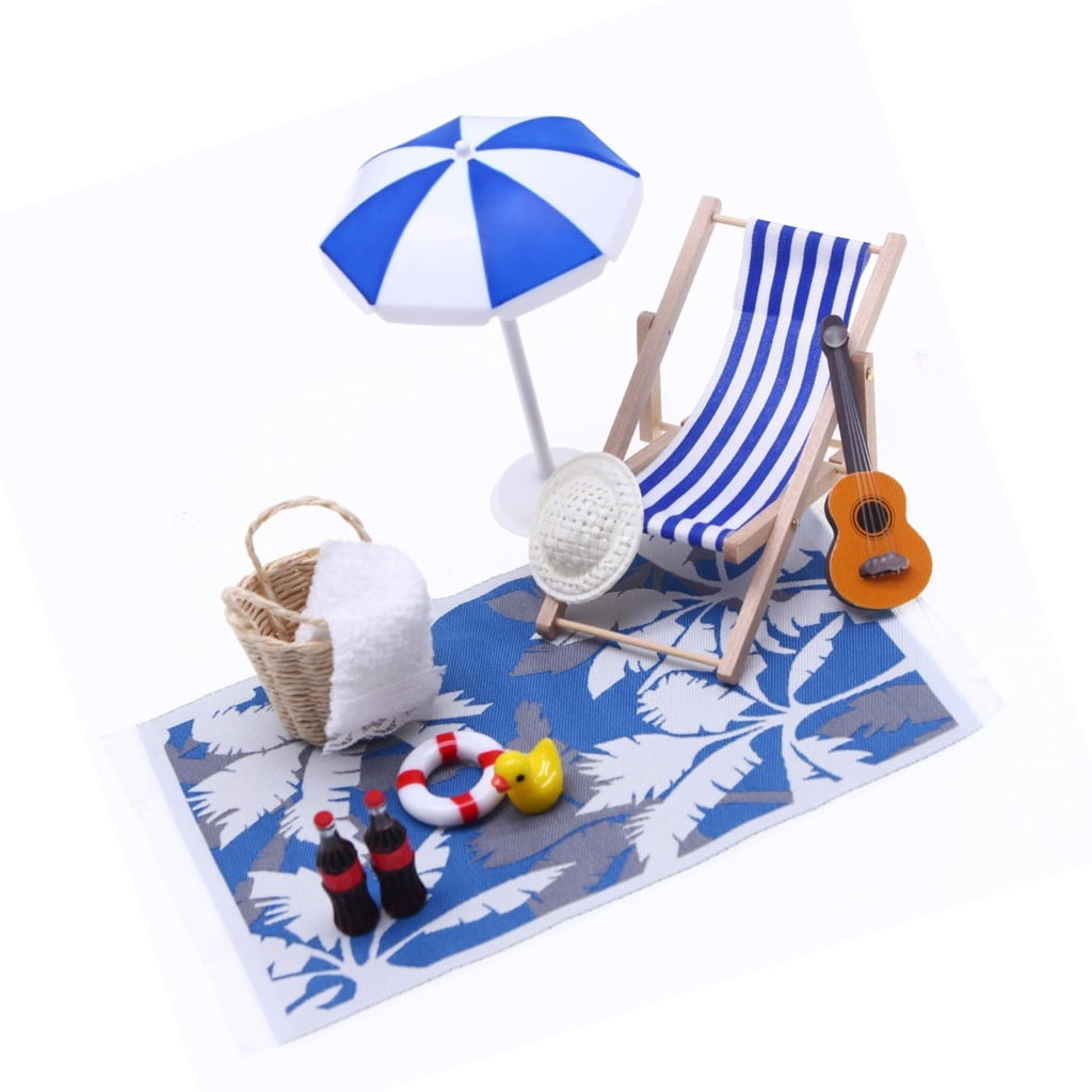 Misright Creative Beach Theme Doll House Furniture Set with Lounge ...