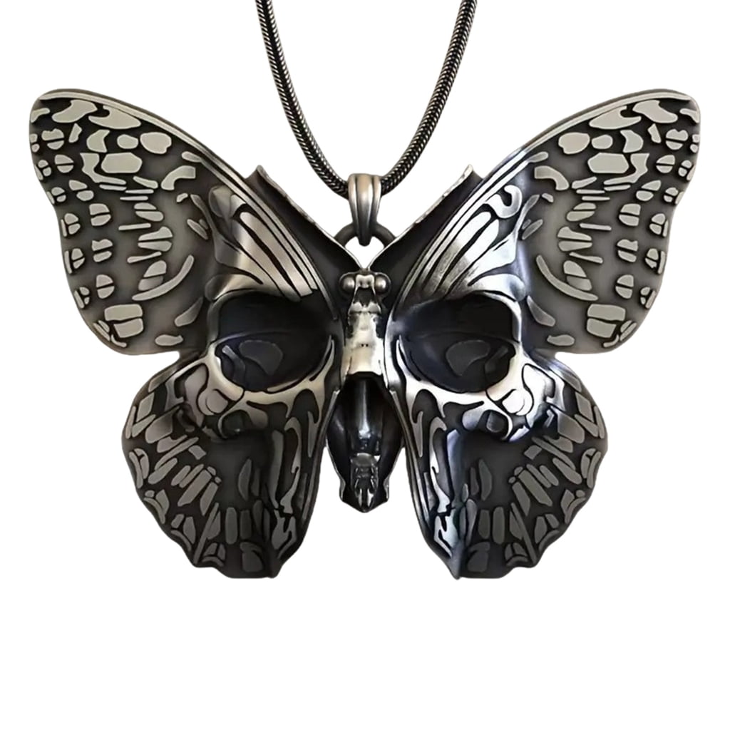 Misright Gothic Skull Butterfly Pendant Necklace Punk Jewelry For Women ...