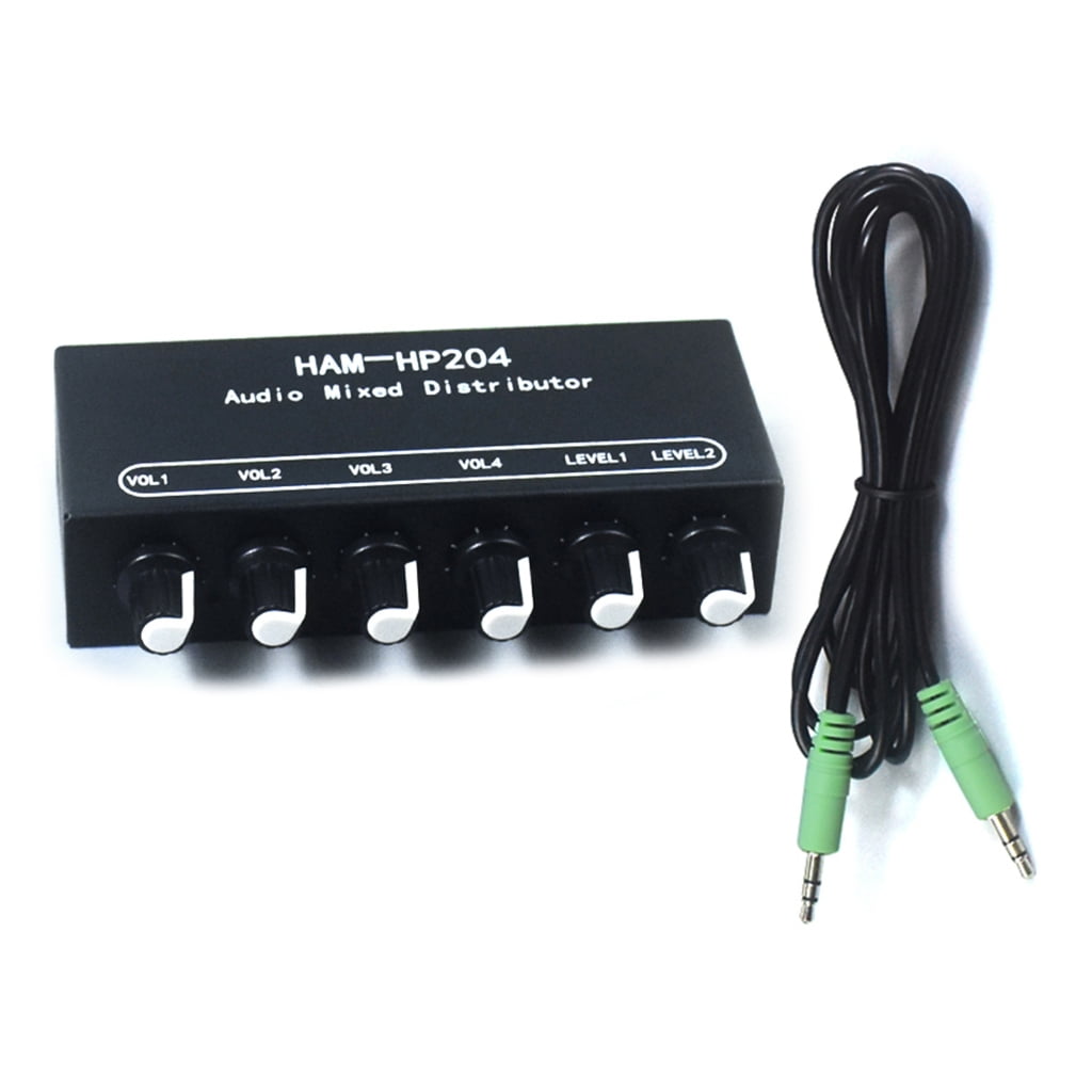 Misright HP204 Stereo Headphones Amplifier Mixer 2 Channel Input 4 ...