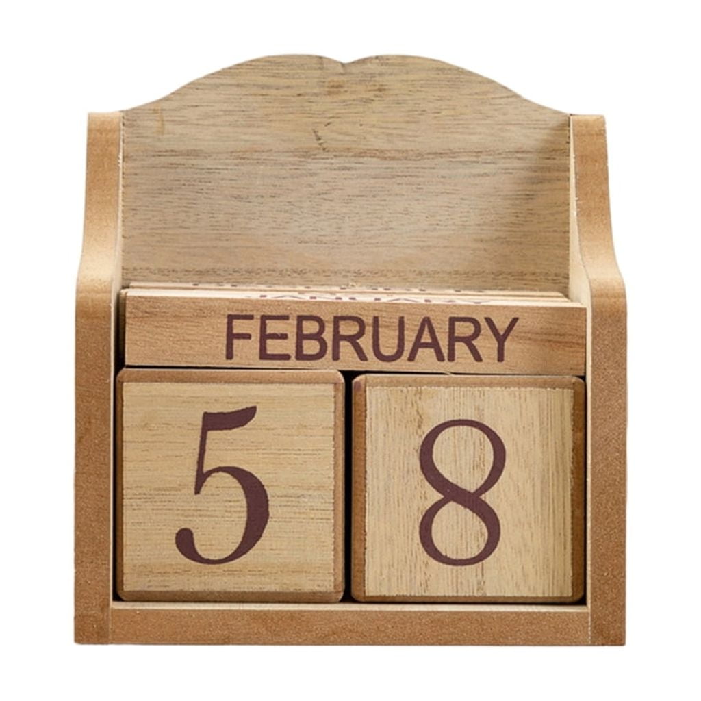 Misright Handcrafted Vintage Wood Calendar Block With Date Month ...
