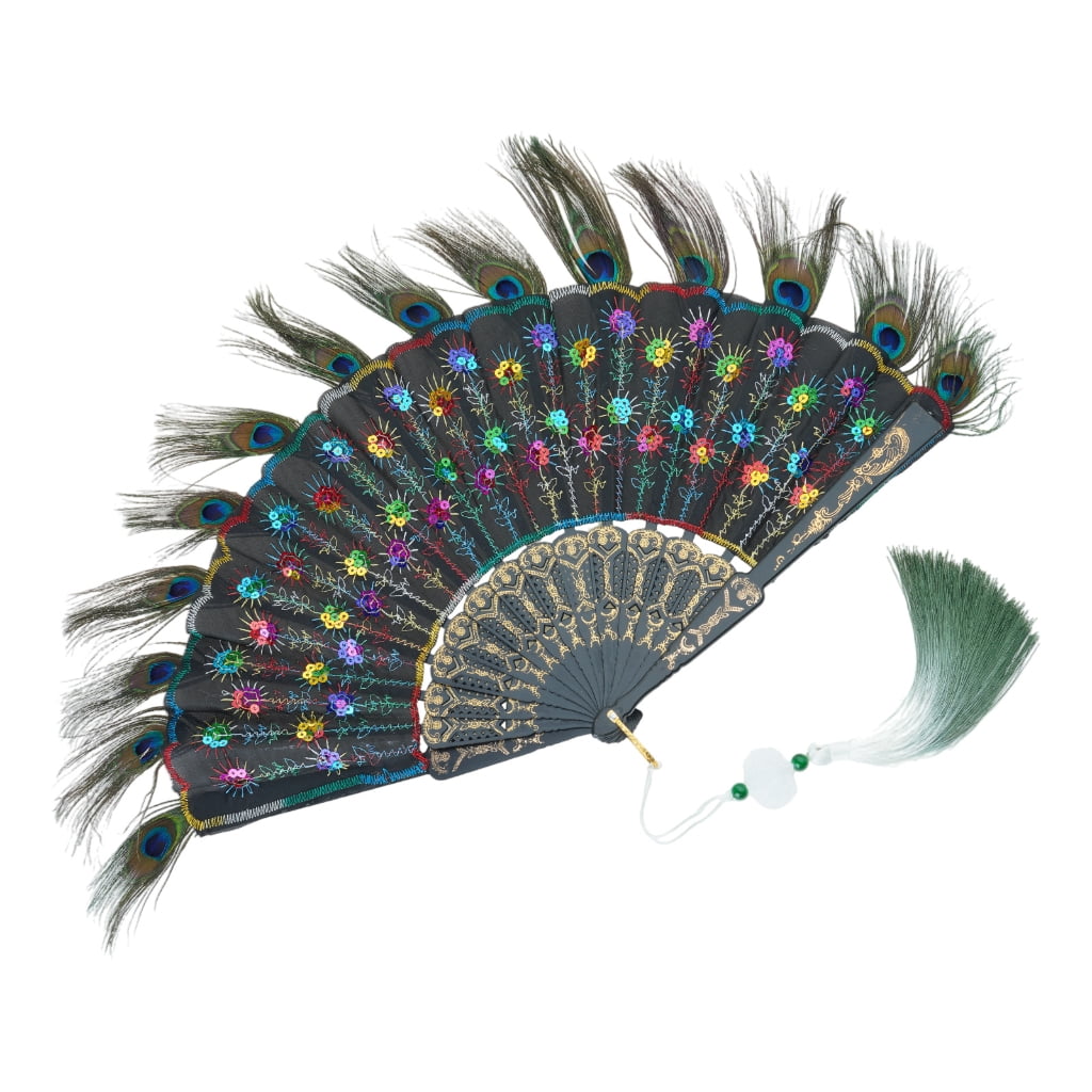 Misright Handmade Embroidered Fan Elegant Hand Fan Vintaged Flapper ...