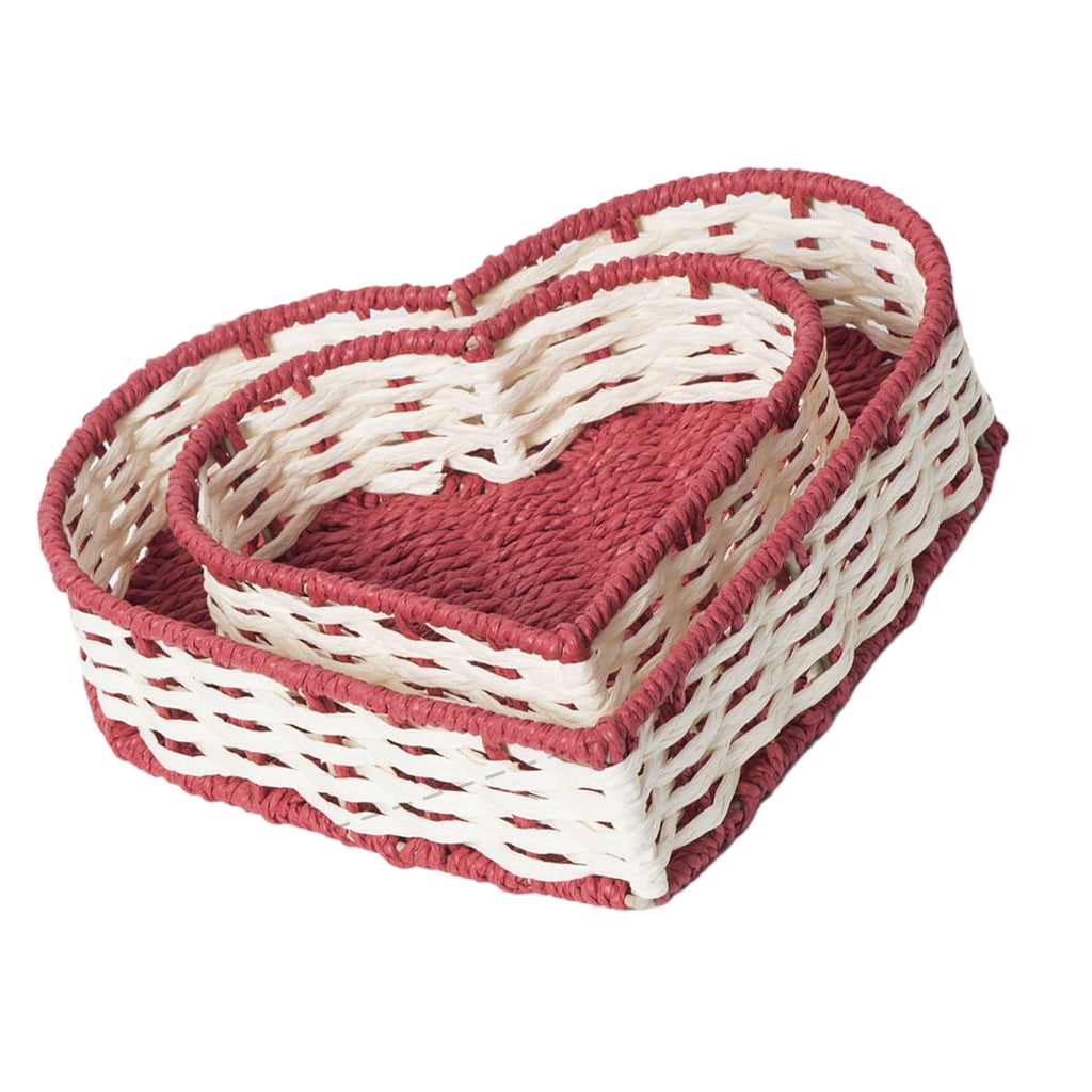 Misright Handmade Woven Heart Basket for Bread Fruit and Vegetable ...