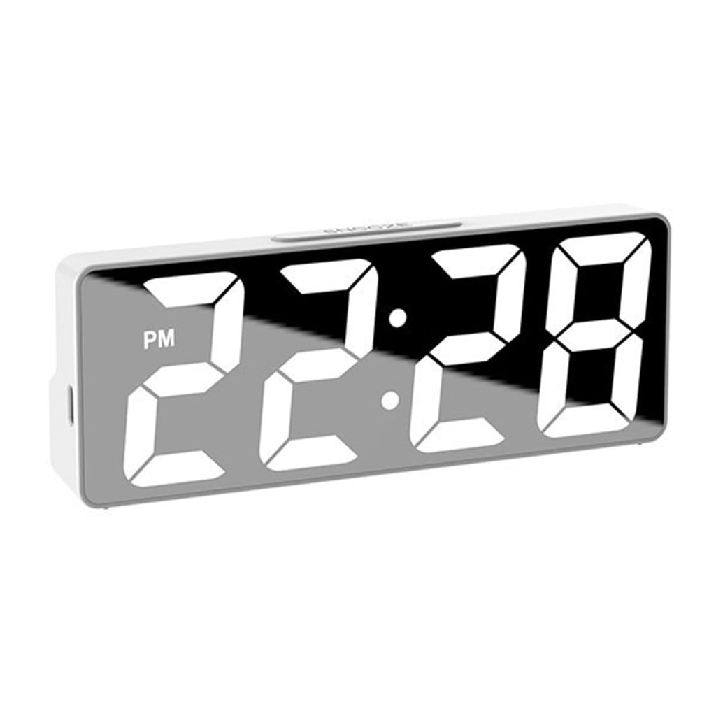 Misright LED Mirror Alarm Clock USB Battery Operated Large Display With ...