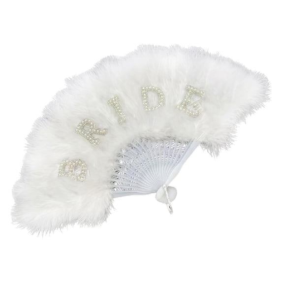 Misright Portable 21 Feathers Hand Fan Bridal Accessory Wedding Party ...