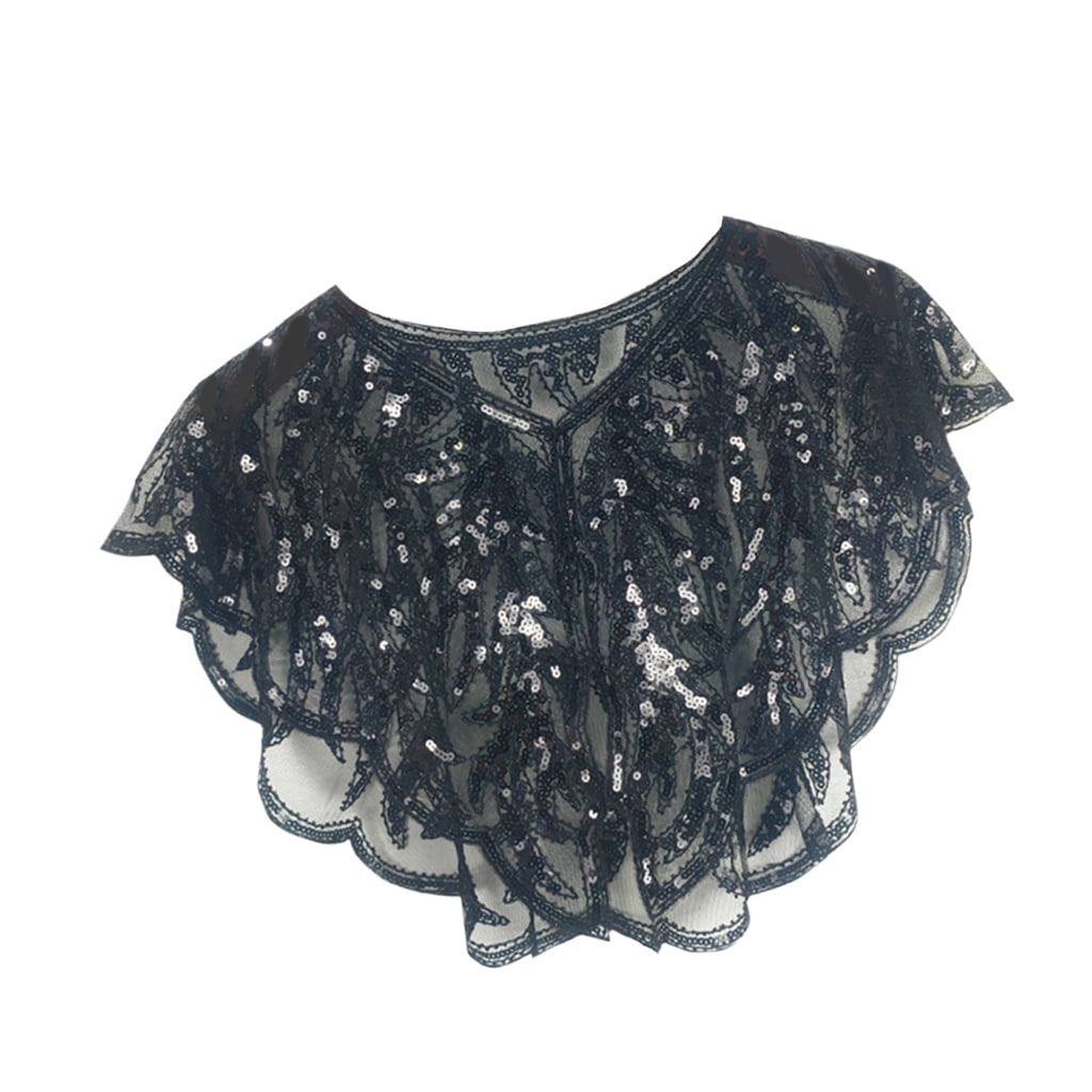 Misright Stage Shows Shawl Sequined Shoulder Wrap Evening Gown Half ...